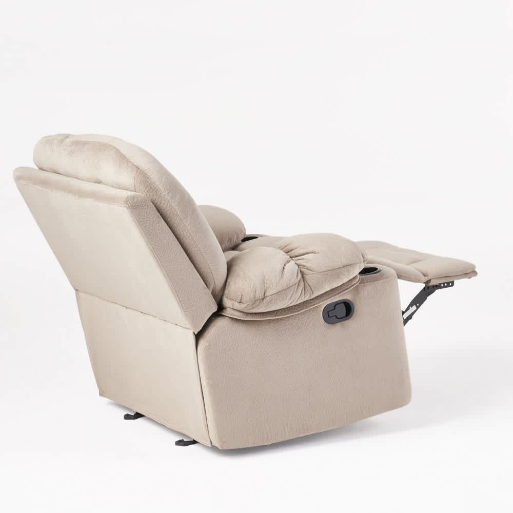 Coolbibila Coffee Fabric Manual Recliner Chair with Dual Cup Holders ...