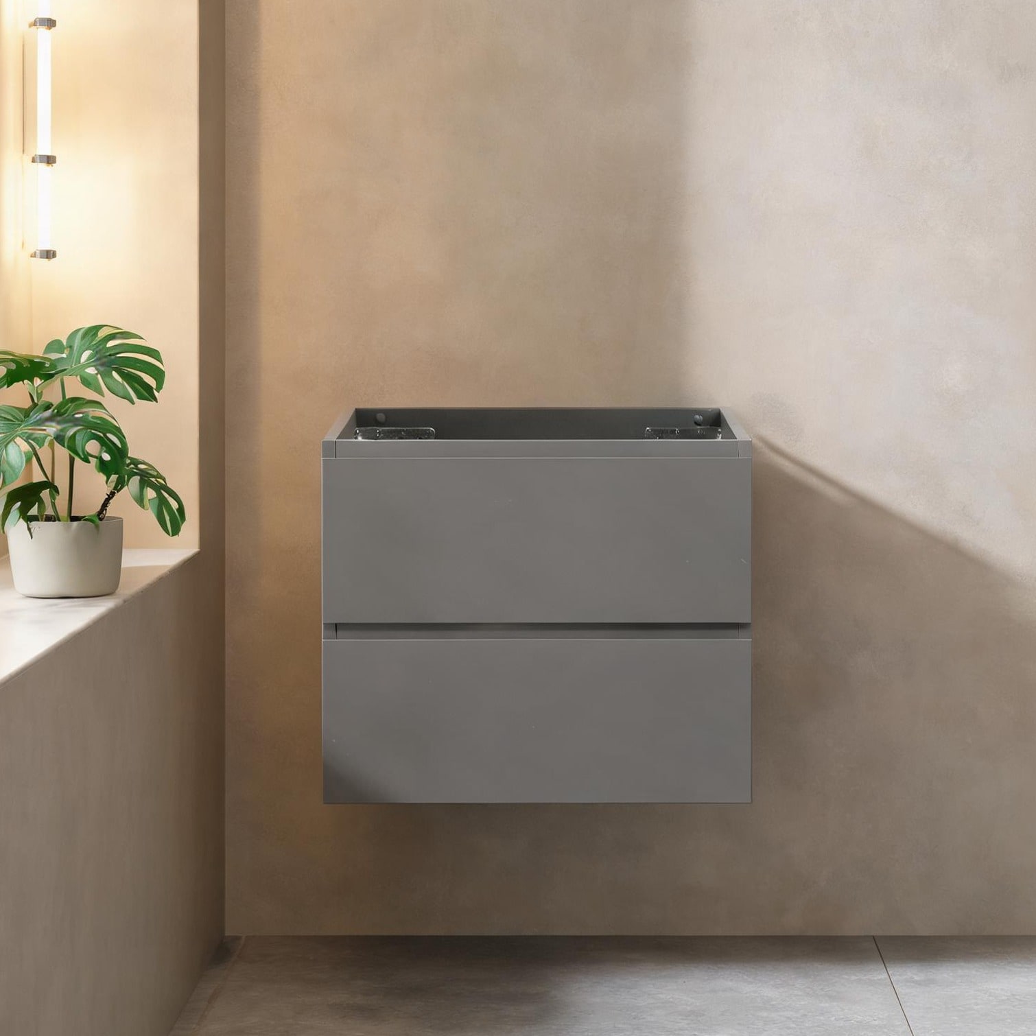 Watnature Modern Wall-Mount Bathroom Vanity Cabinet with Two Drawers ...