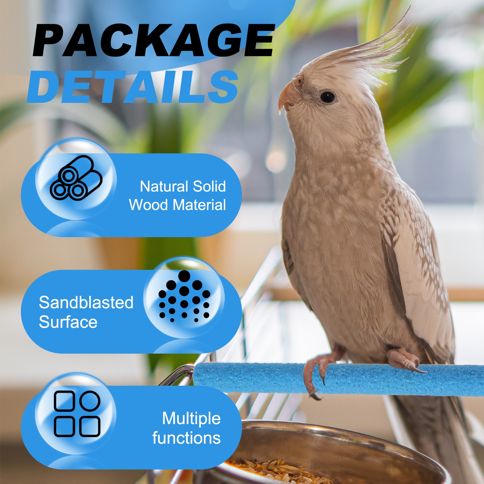 Unique Bargains Bird Perch Stand Colorful Paw Grinding Stick Wood Rough ...