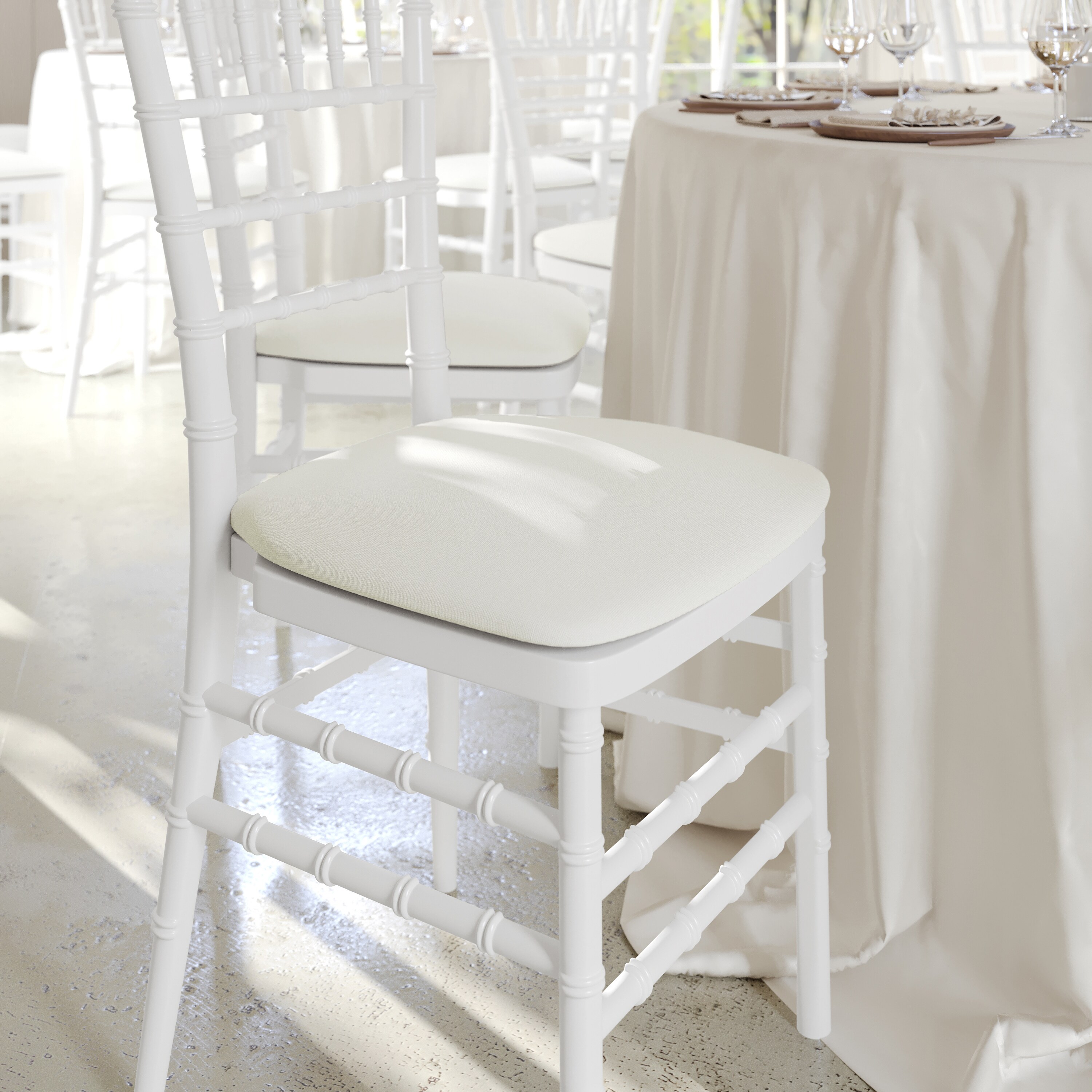 Flash Furniture Amelia 10 Pk. Hard Ivory Fabric Chiavari Chair Cushion ...