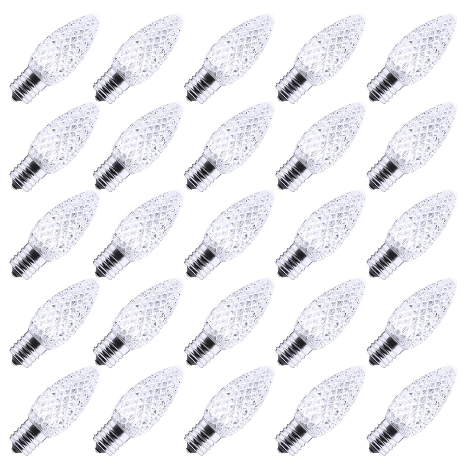 Oyezvary 25 Pack C9 LED Replacement Christmas Light Bulb Cool White ...