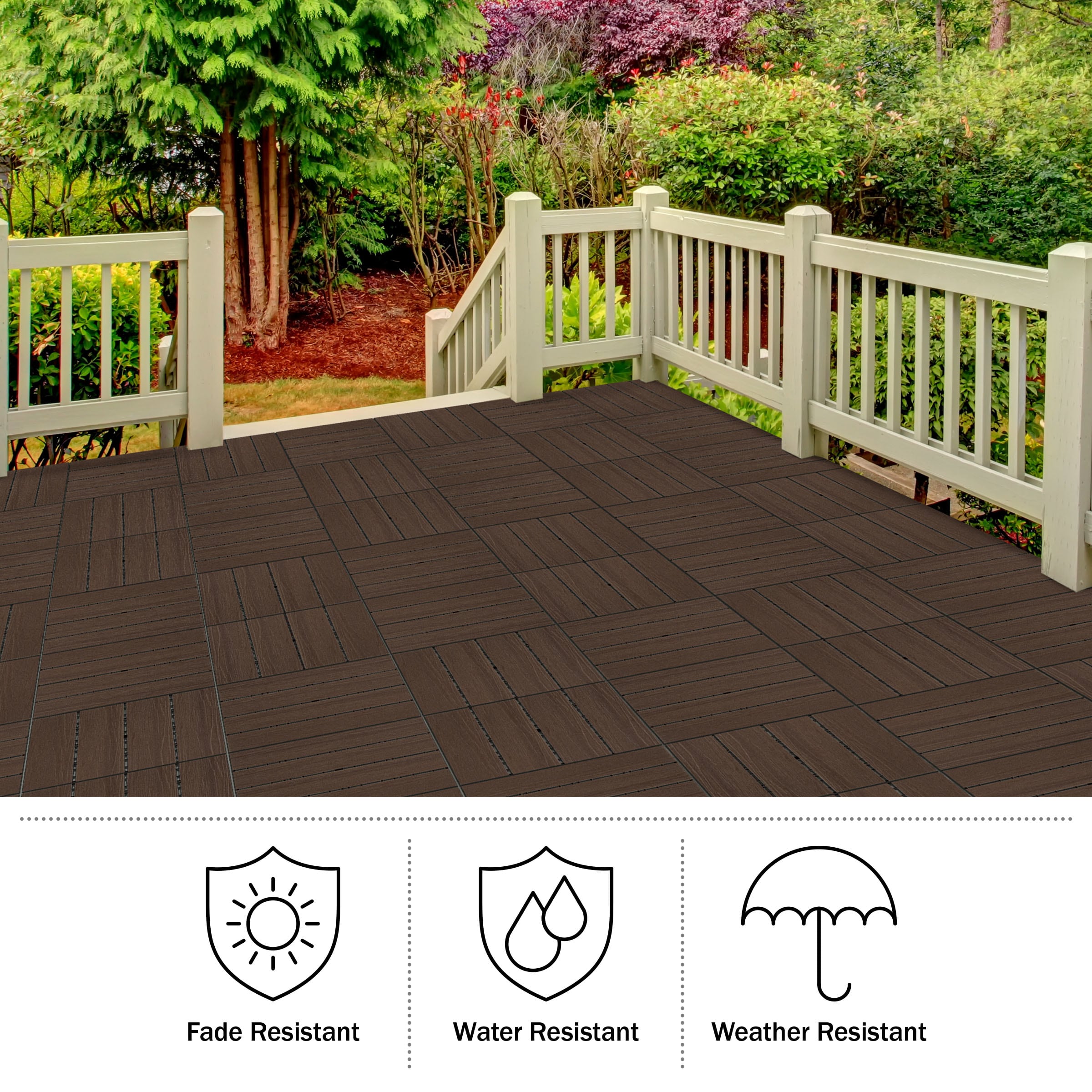 Pure Garden 6PK Interlocking Deck Tiles Woodgrain Outdoor Flooring ...