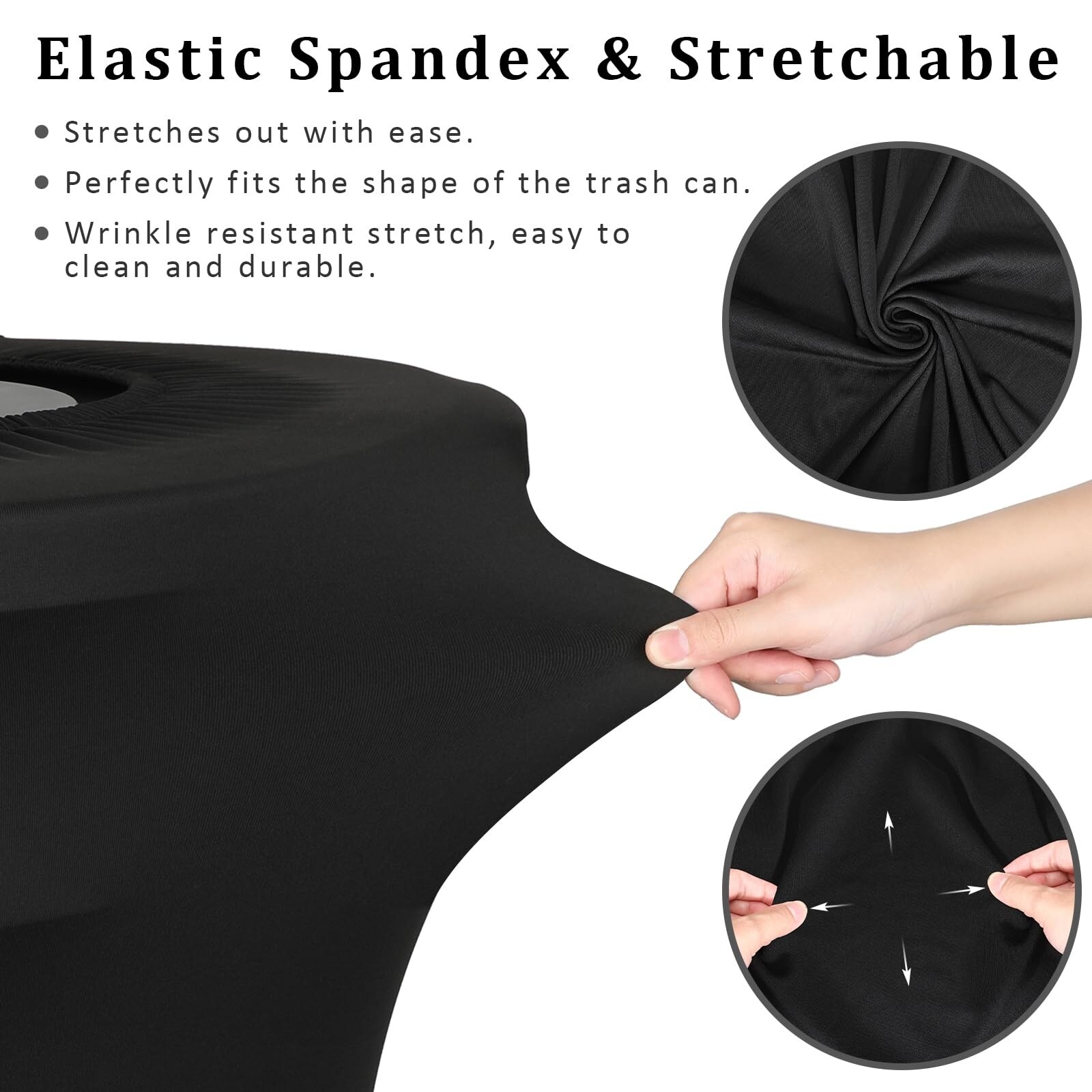 ITOPFOX 55 gallon stretch spandex trash can cover 4 pack reusable black ...