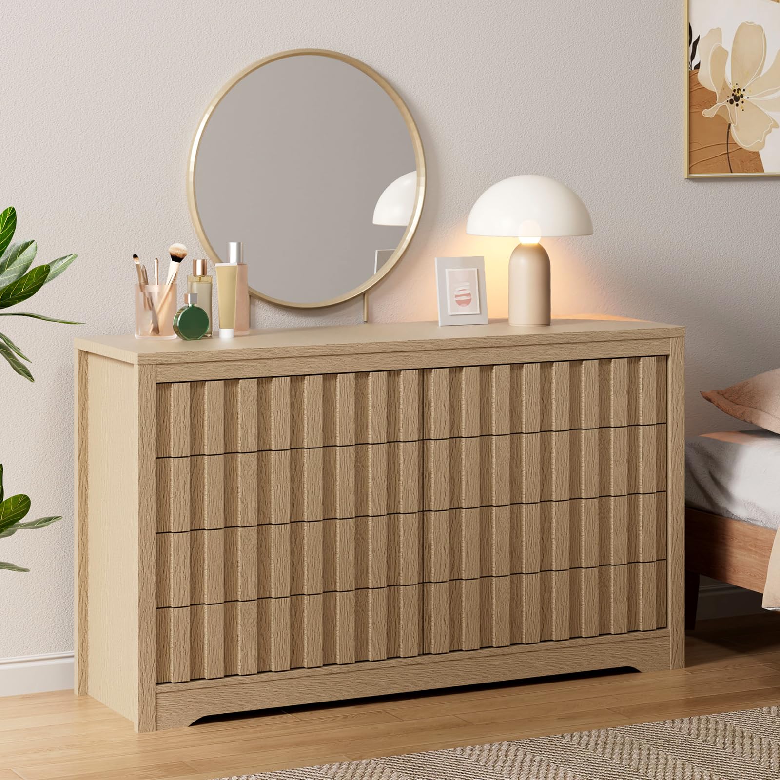 Garvee Modern 8 Drawer Wood Dresser 54-in Wide Chest for Bedroom Closet ...