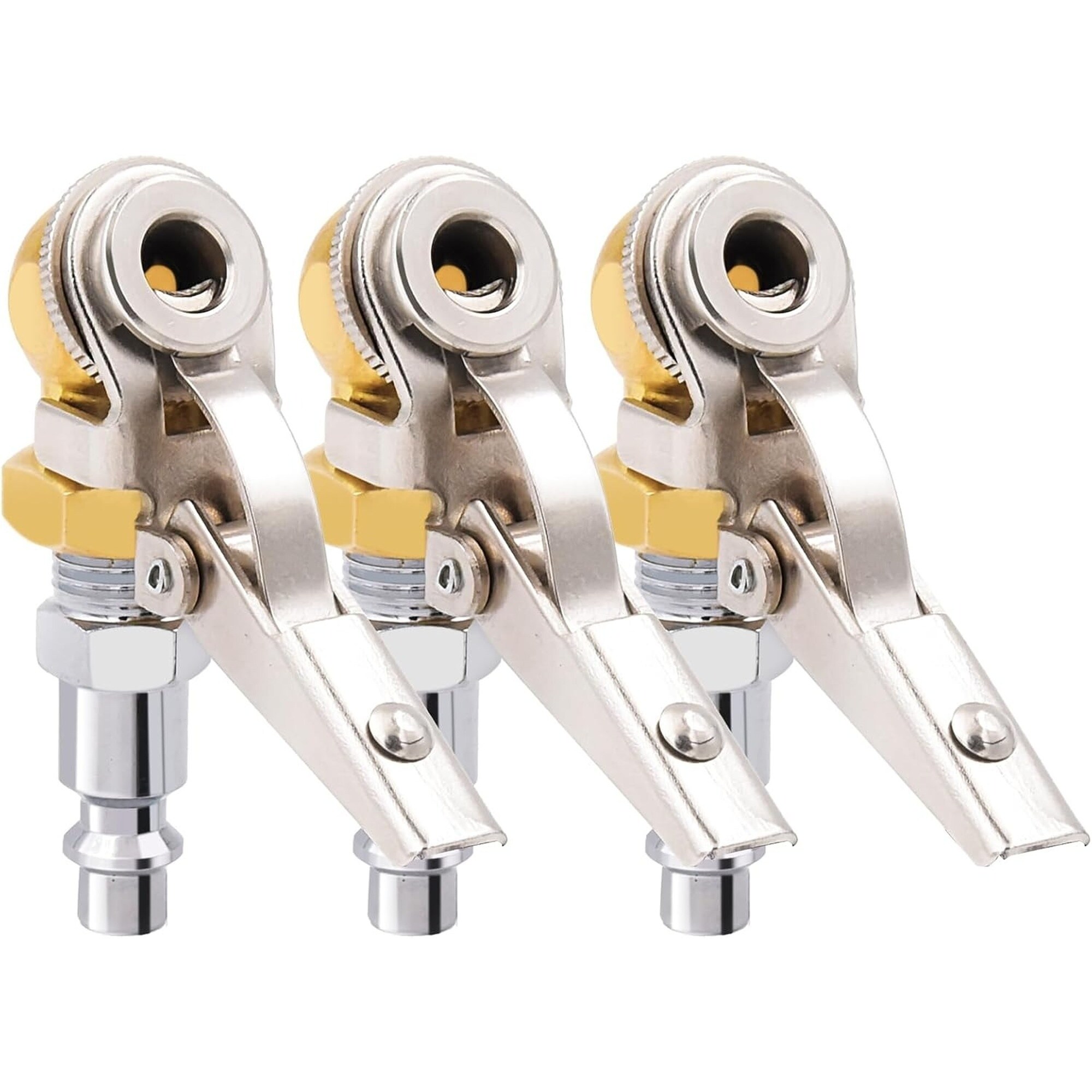 OGETFUUR 3-Piece Brass Closed Ball Clip Tire Air Chuck Set Gold Tire ...