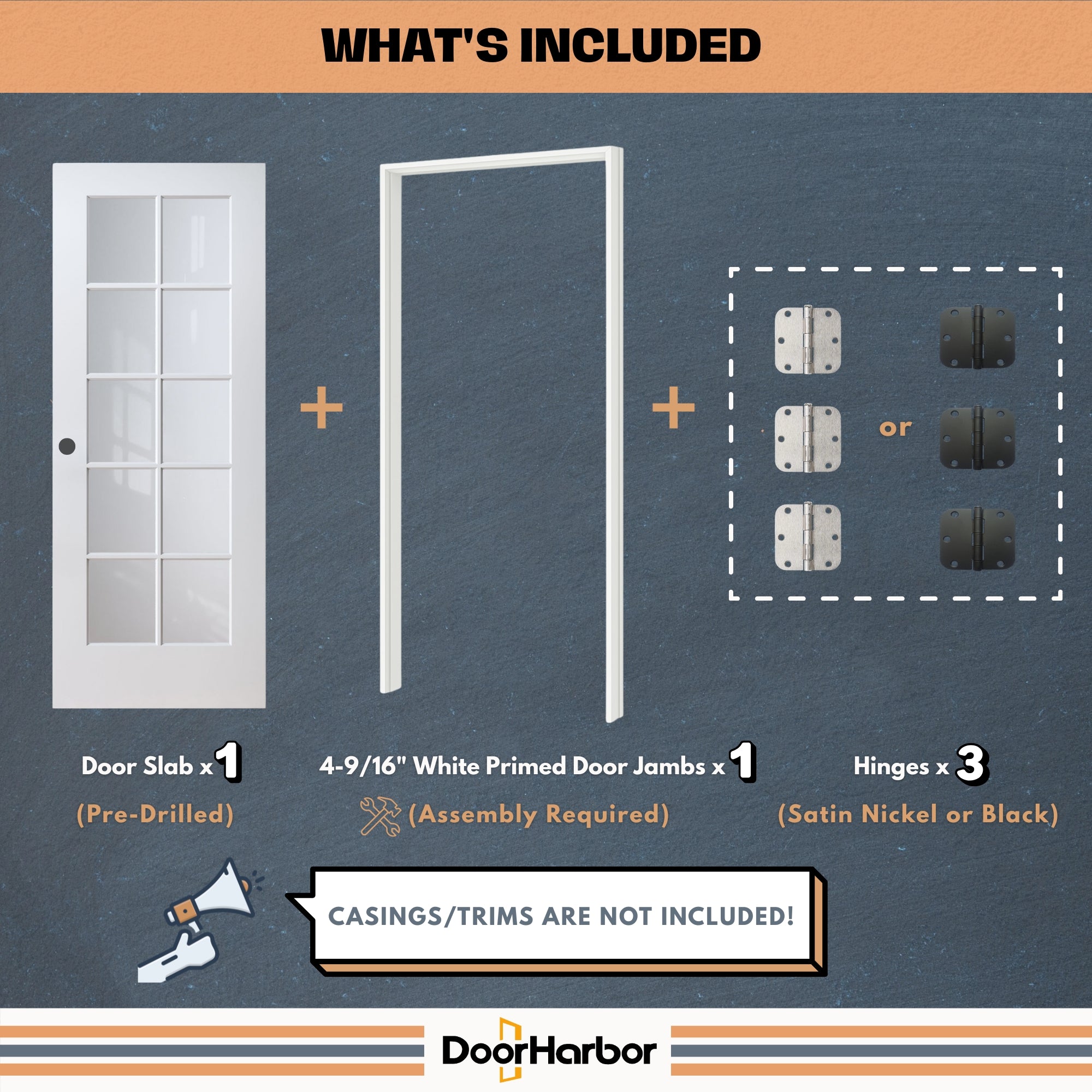 Door Harbor 28-in x 80-in Prehung Interior Wood Door 10-Lite Clear ...