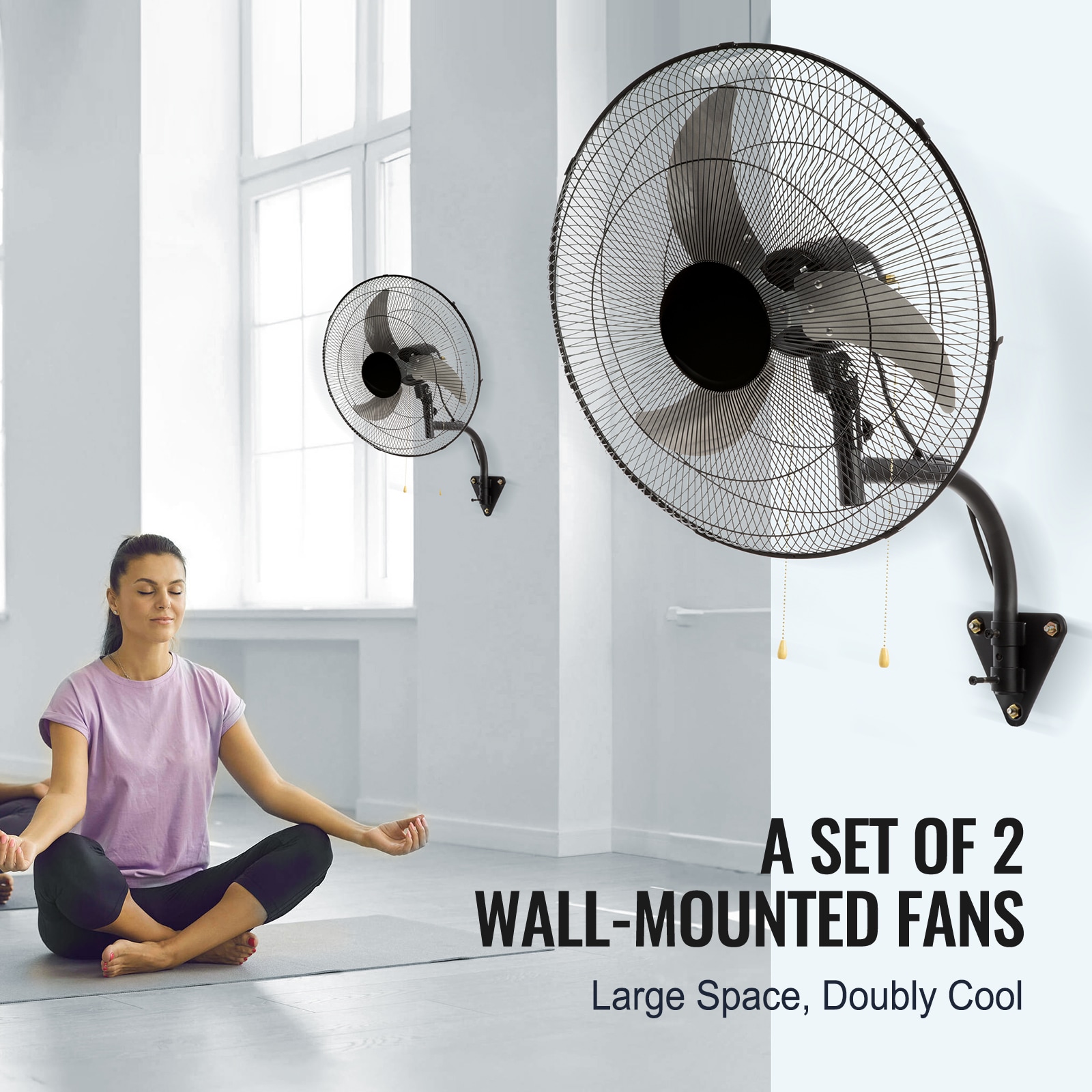 VEVOR Wall mounted fan 18-in Oscillation Indoor Black Wall Mounted Fan ...