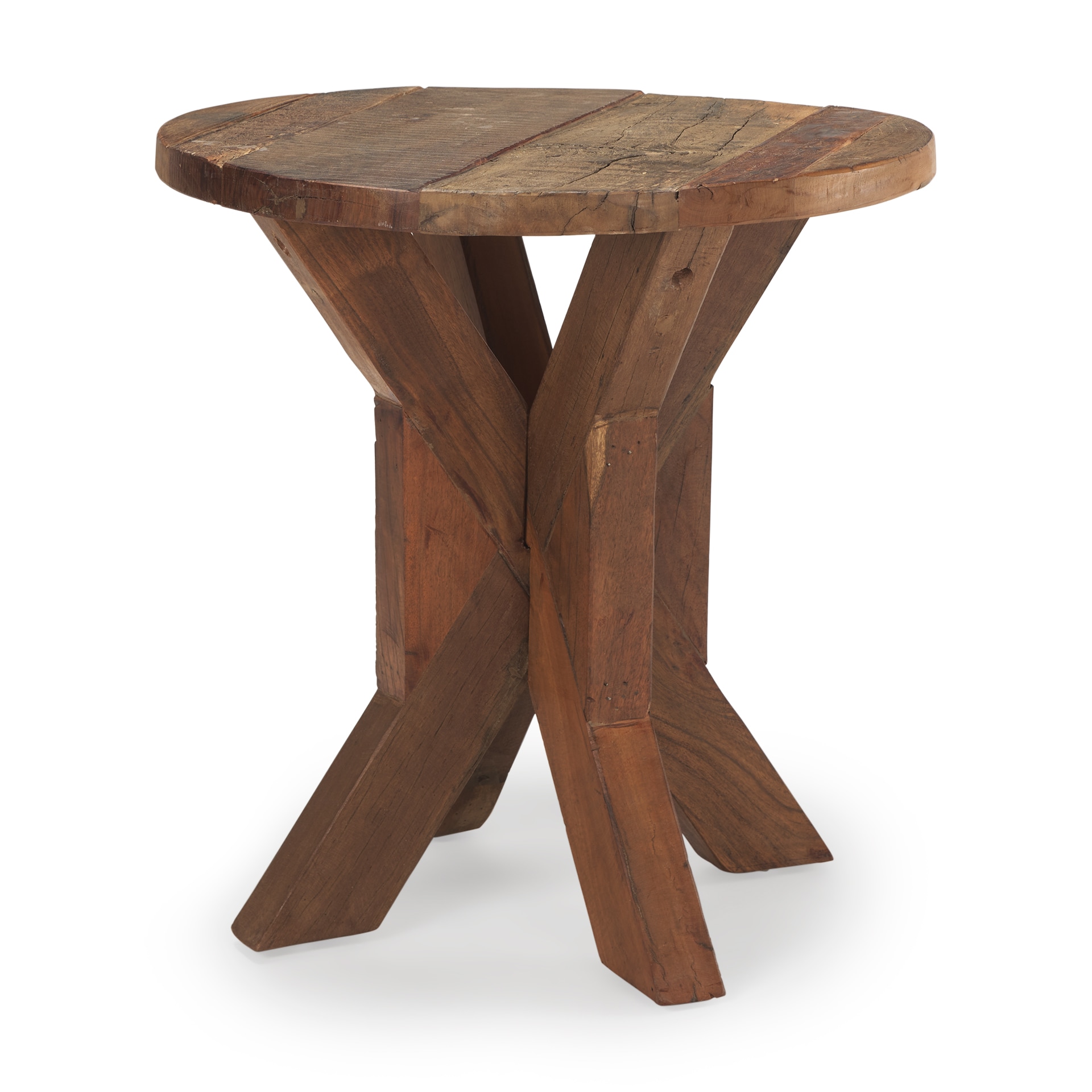 Mercana 25.75-in W x 26-in H Brown Wood Round Farmhouse End Table in ...