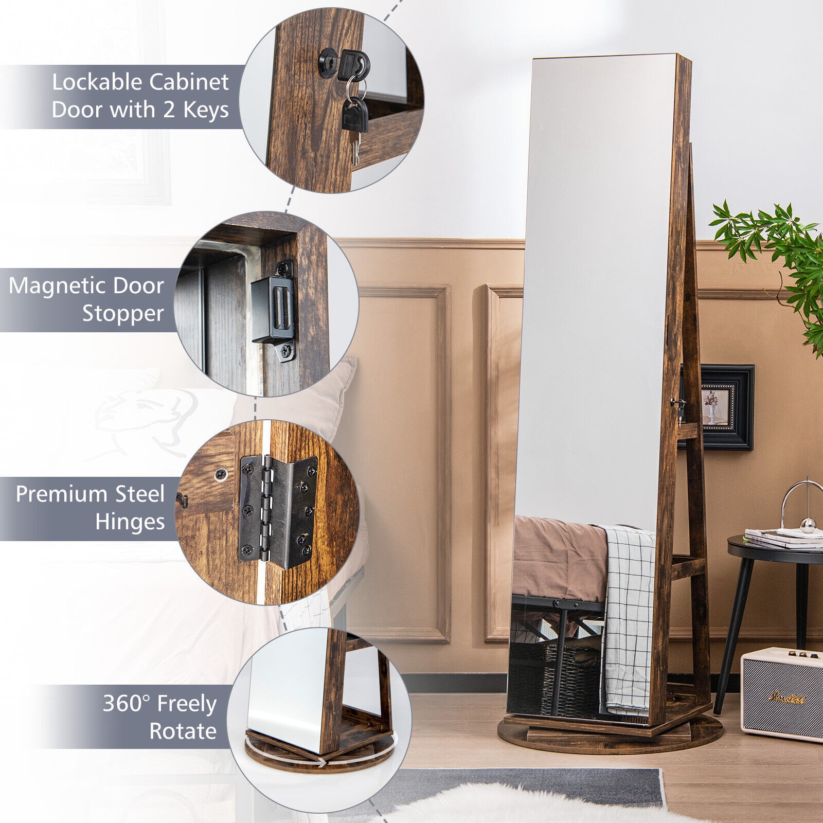 Iseryn Coffee Jewelry Armoire in the Jewelry Armoires department at ...