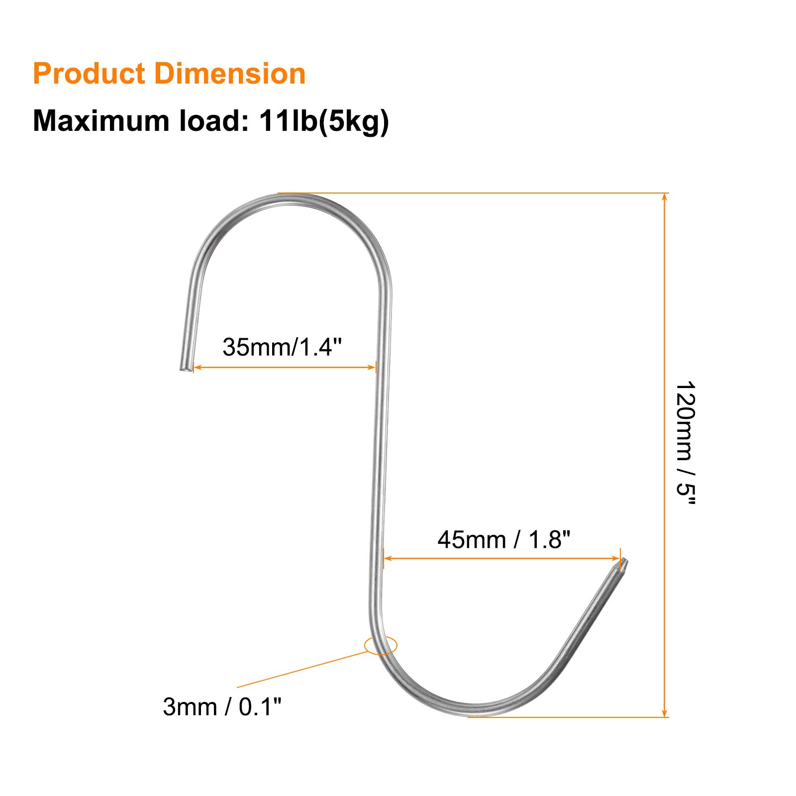 Harfington 10pcs 5inch Meat Hooks 304 Stainless Steel Butcher Hook S ...