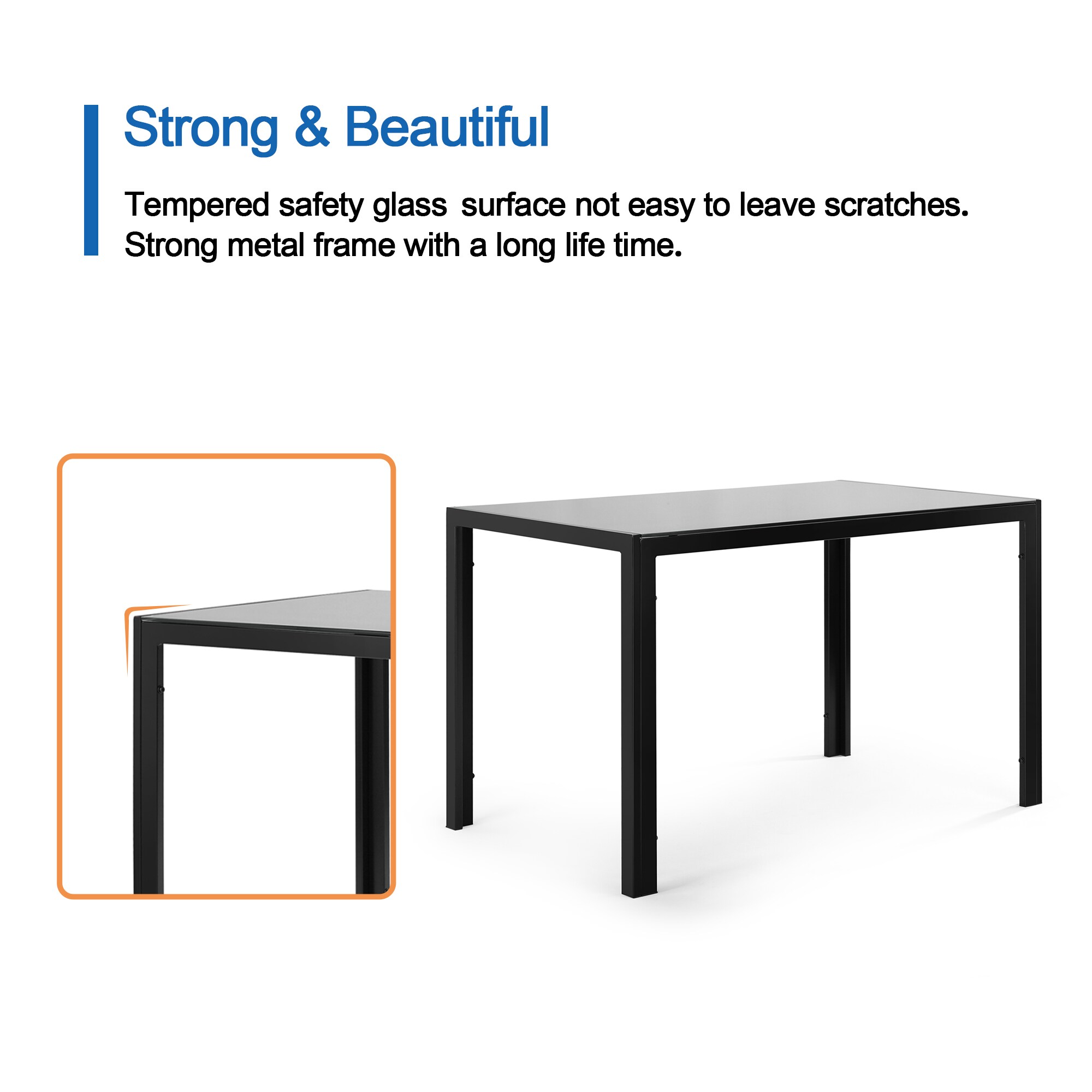 LUXEYARD 5 Pieces Dining Table Set for 4Kitchen Room Tempered Glass ...