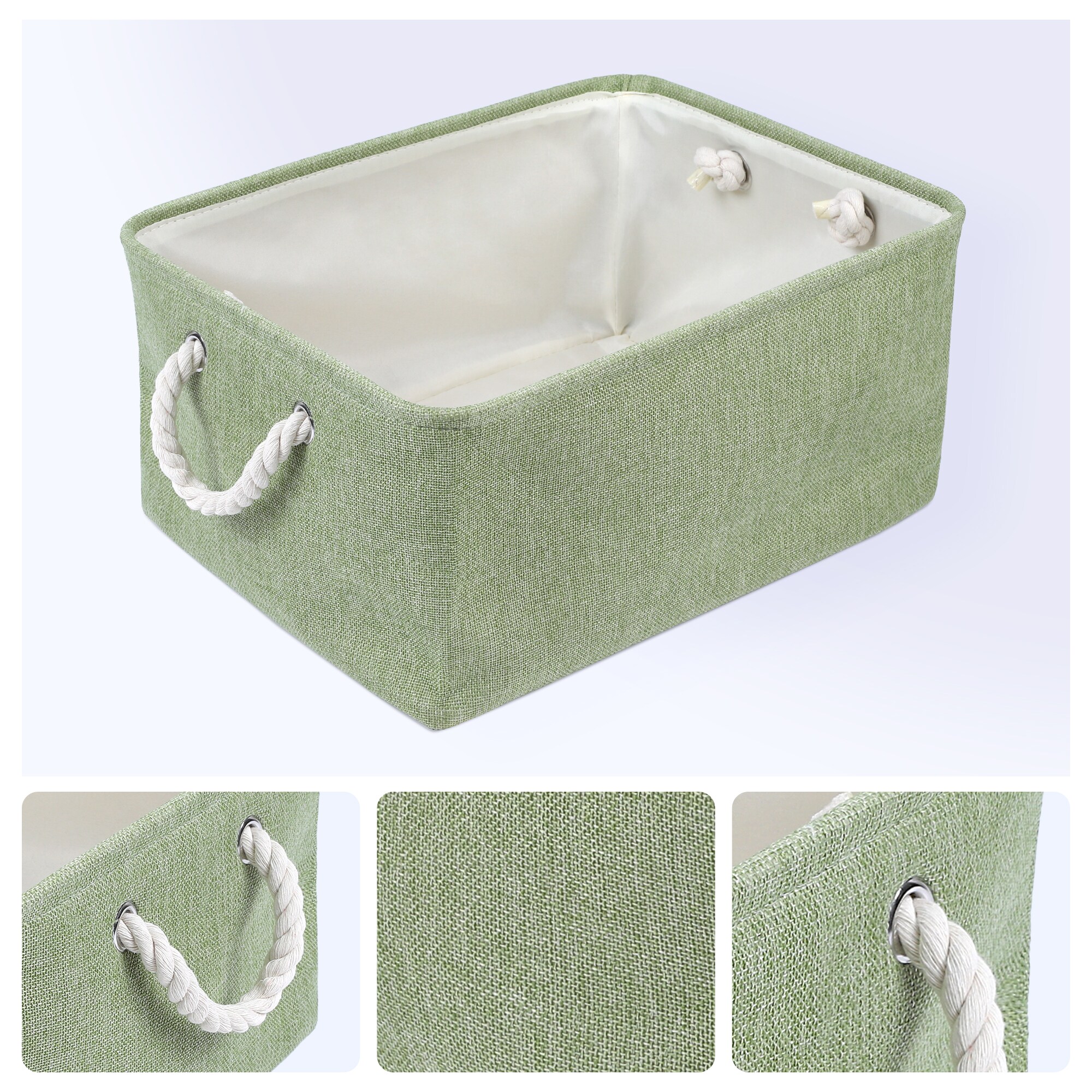 Unique Bargains 3 Packs Storage Bin with Handles for Shelves Closet ...