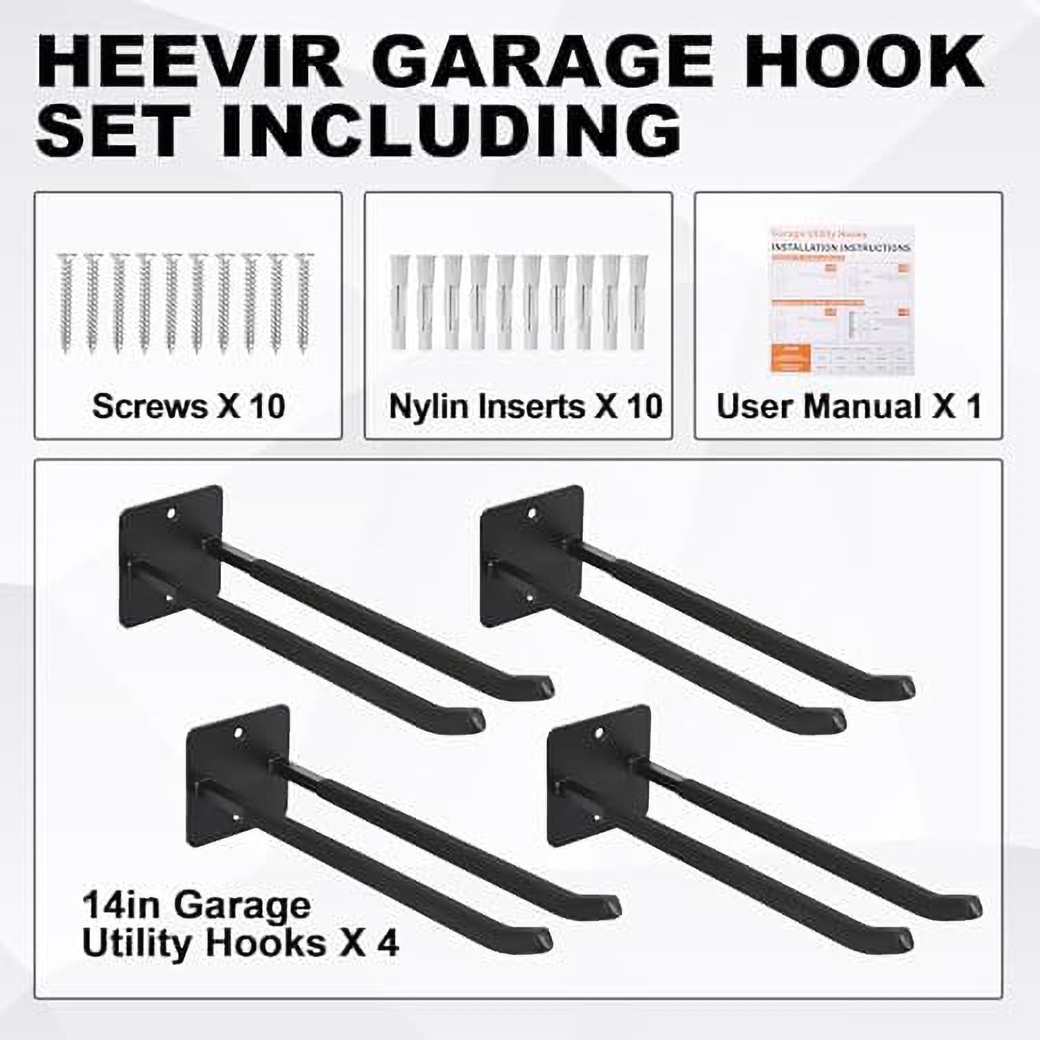 Etokfoks 14 Inch Extra Large Garage Hooks Heavy Duty Wall Mount ...