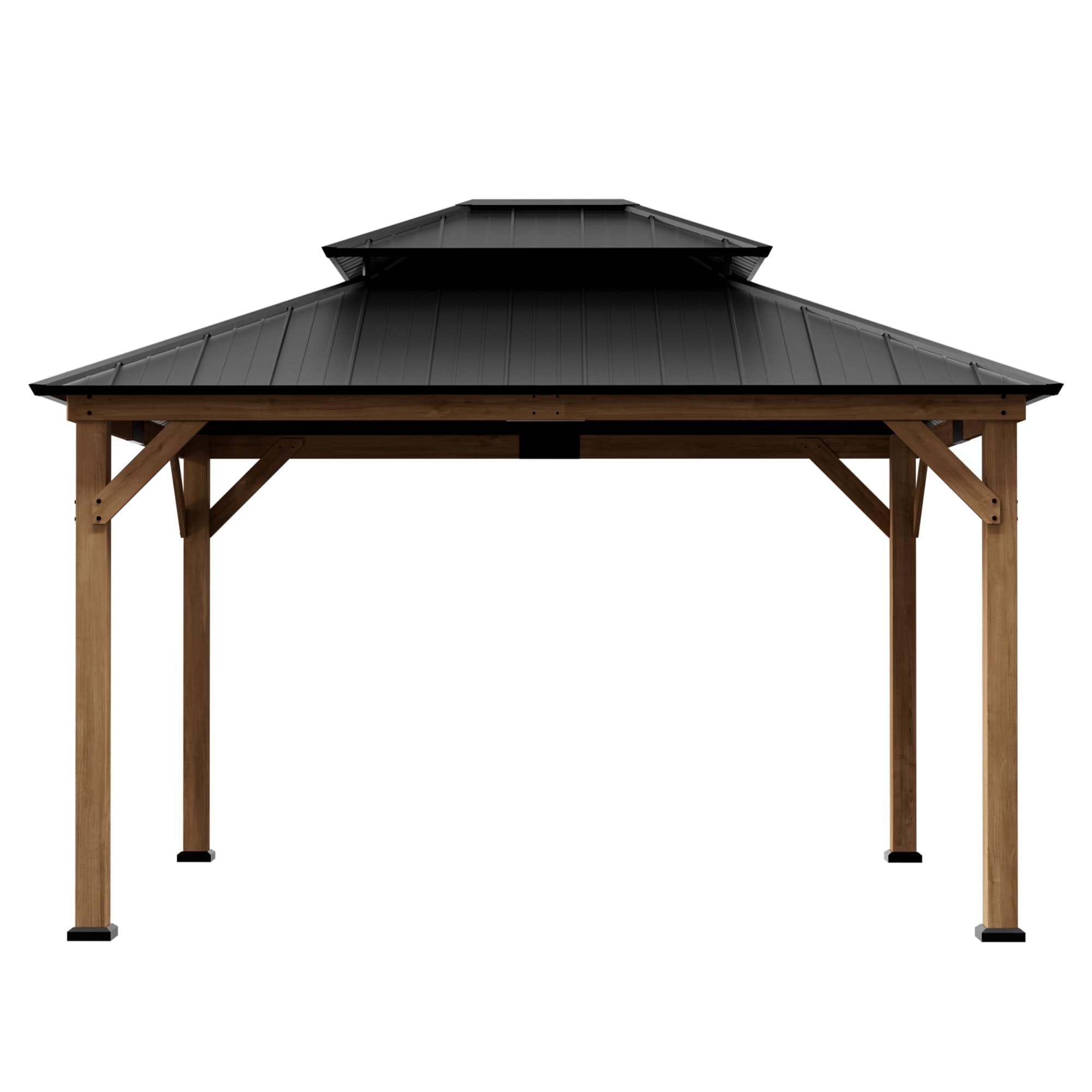 Modern Shade 11-ft x 13-ft Cedar Wood Hardtop Gazebo with Galvanized ...