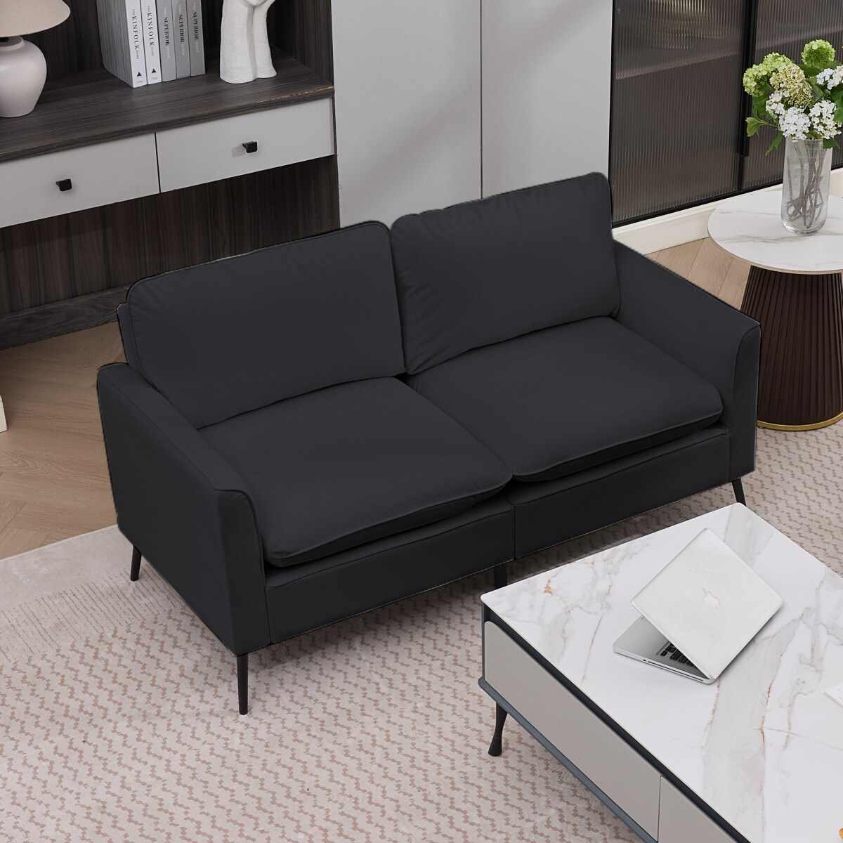 Streamdale Furniture Streamdale Nordic Retro Cat Paw Leather Loveseat ...