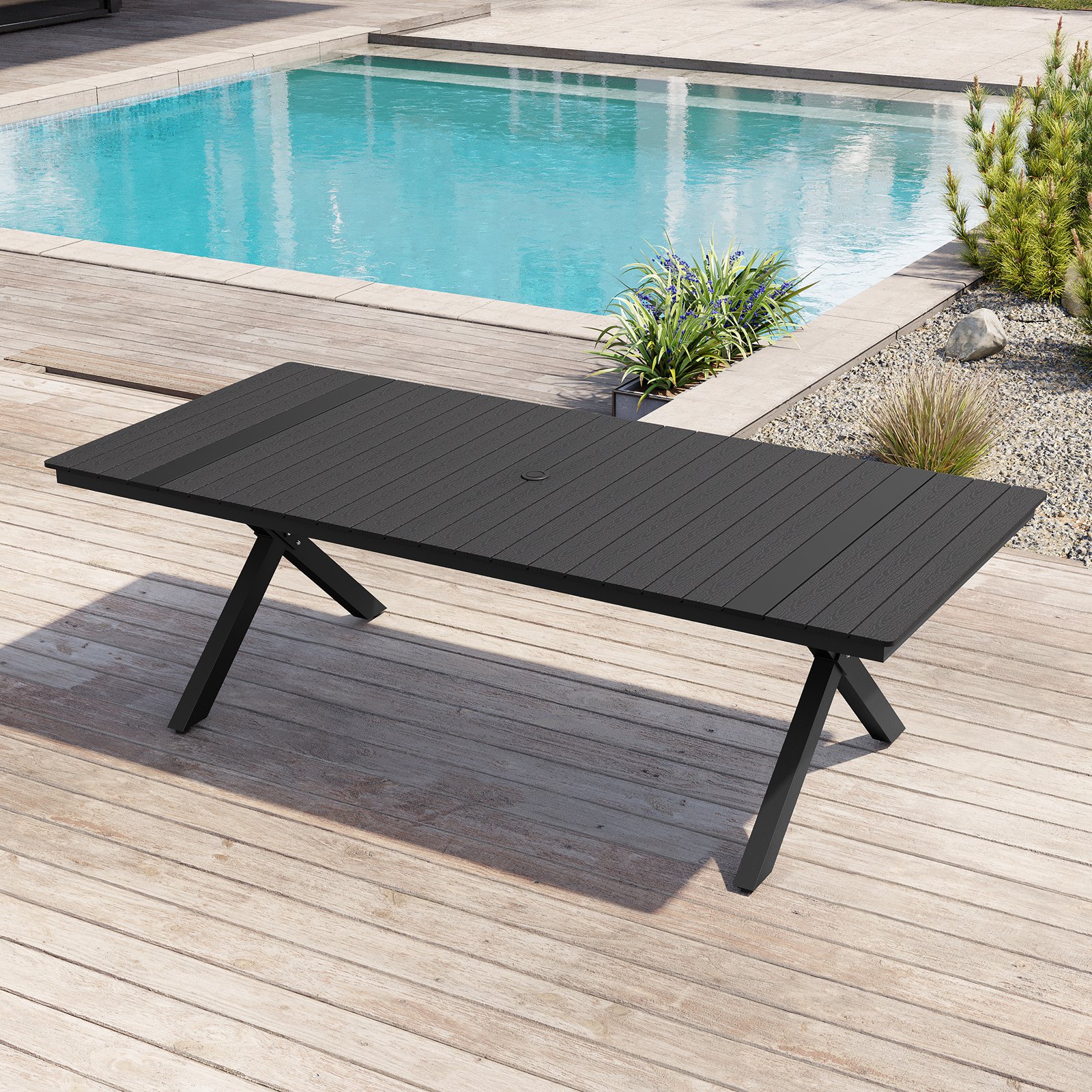 94-in Large Patio Plastic-Wood Top Aluminum Frame Patio Furniture at ...