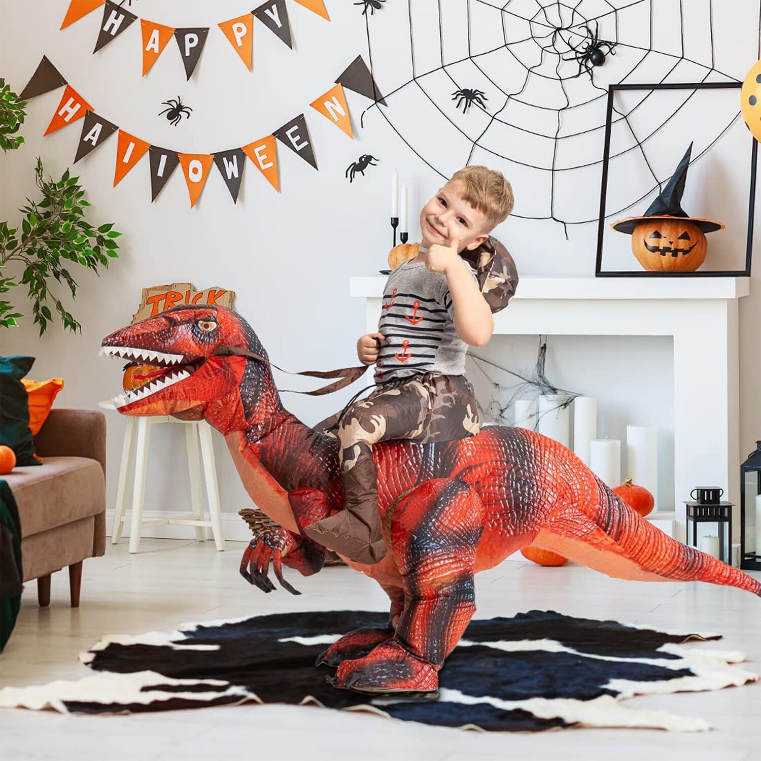 GOOSH GOOSH 48 inch Inflatable Dinosaur Costume for Kids Halloween ...