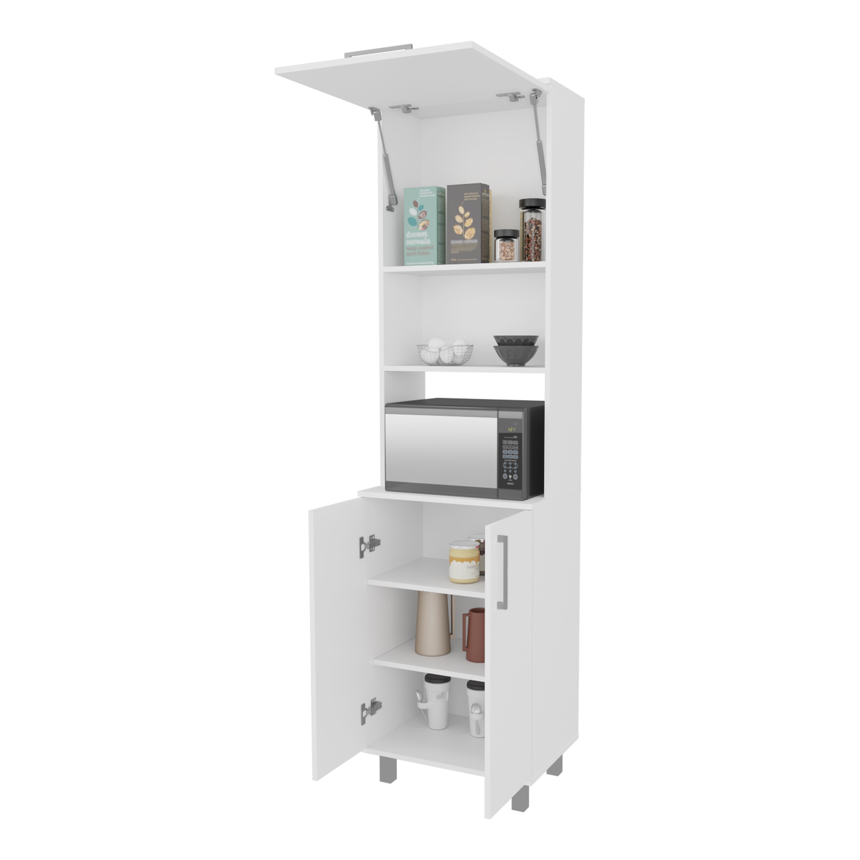 LUXEYARD Kayenta Kitchen Pantry with 2 Pneumatic Door Open Storage and ...