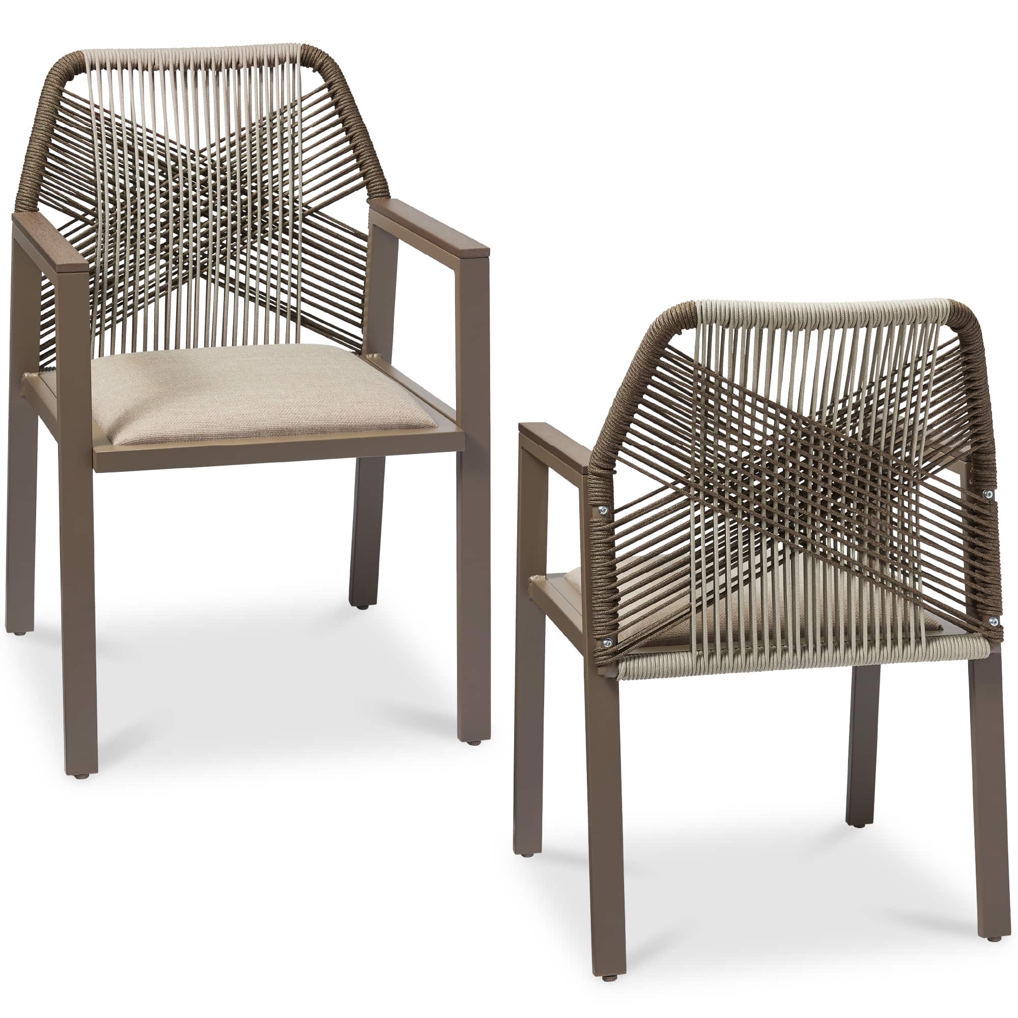 Best Choice Products Set of 2 Indoor/Outdoor Aluminum Woven Rope Dining ...