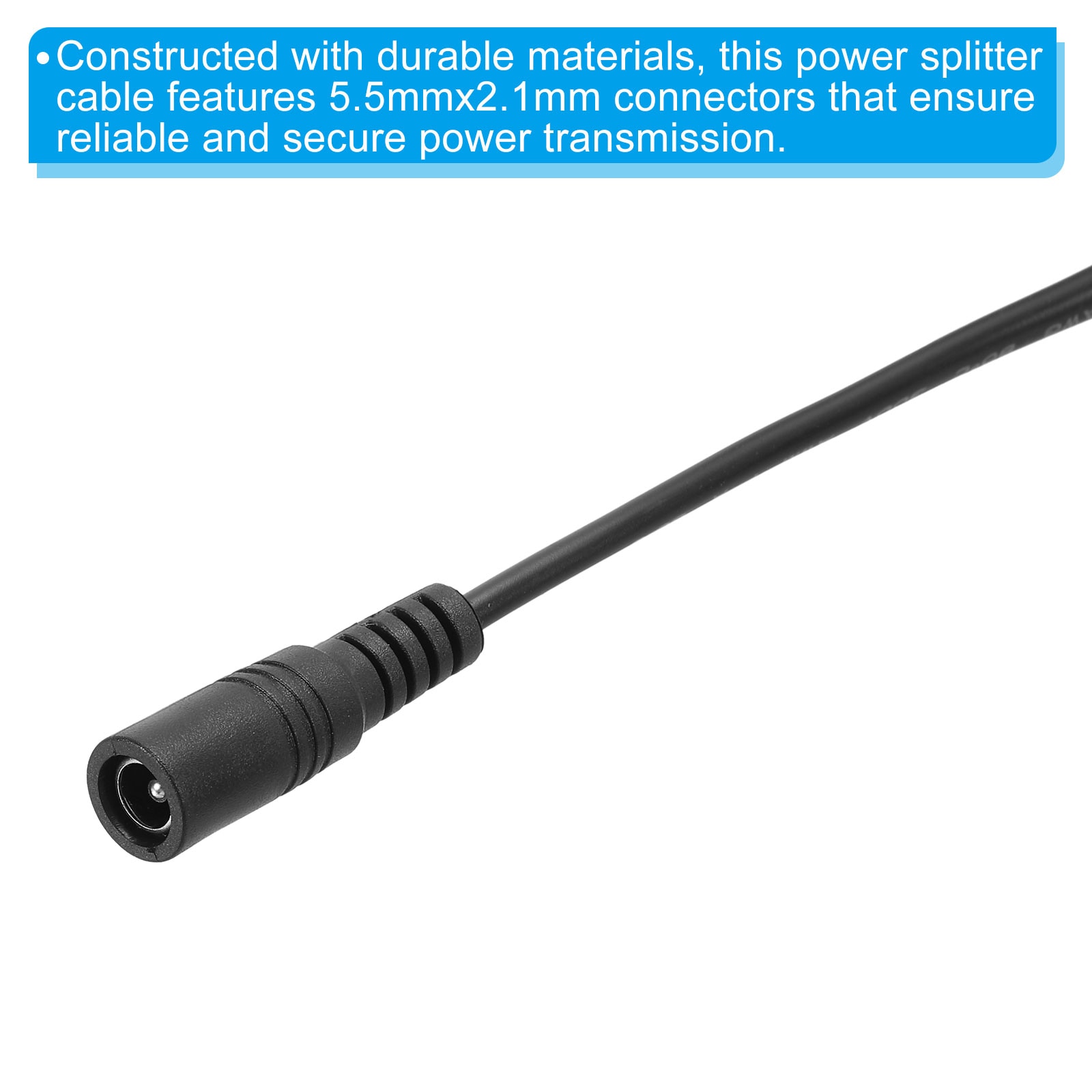 Unique Bargains 1 Male to 2 Female DC Power Splitter Cable 2 Pack 5 ...