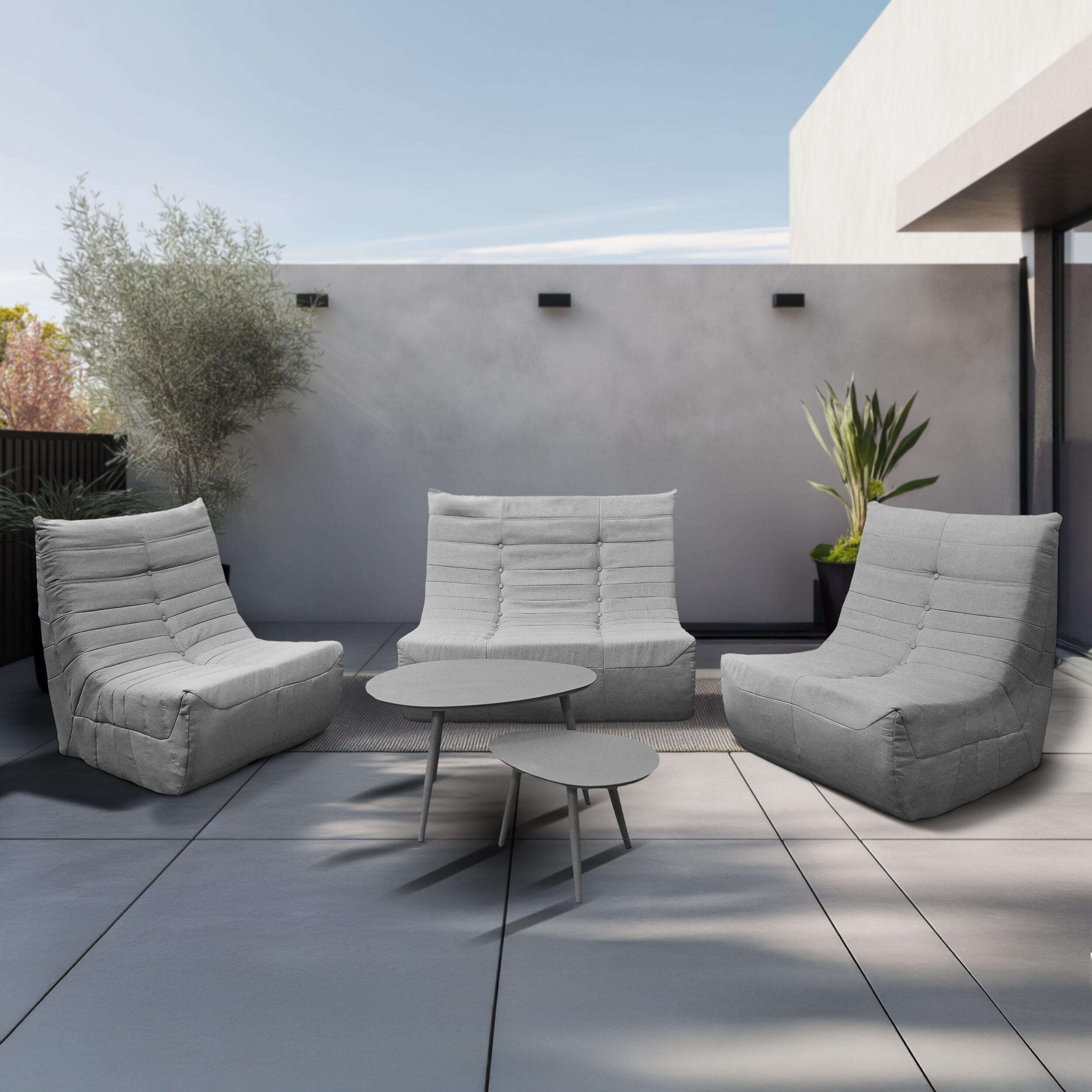 Deko Living Compressed Foam Loveseat Sofa Chairs and Table Set Outdoor ...