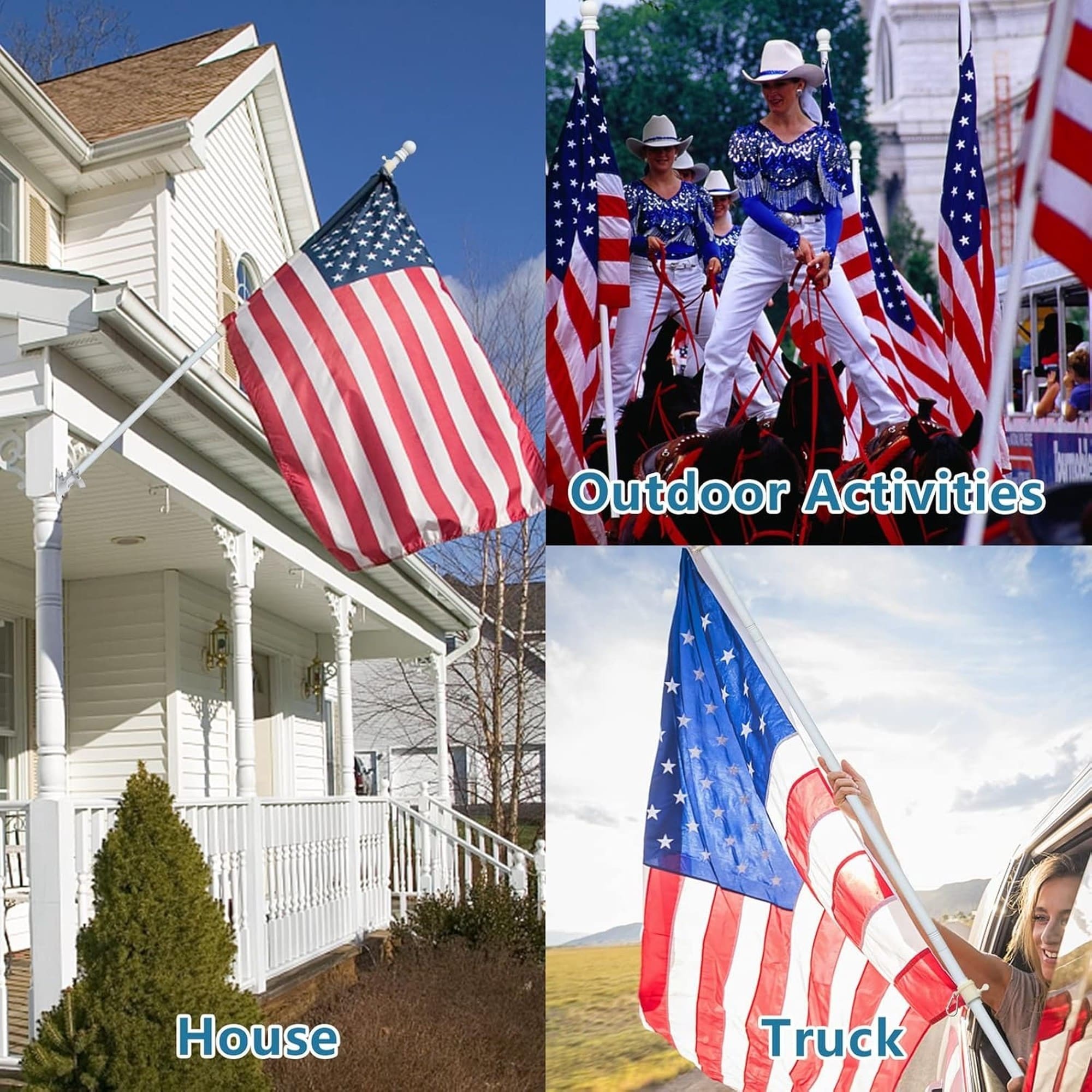 Wudkey White 5FT Flag Pole Kit with 3x5 FT American Flag and Wall Mount ...