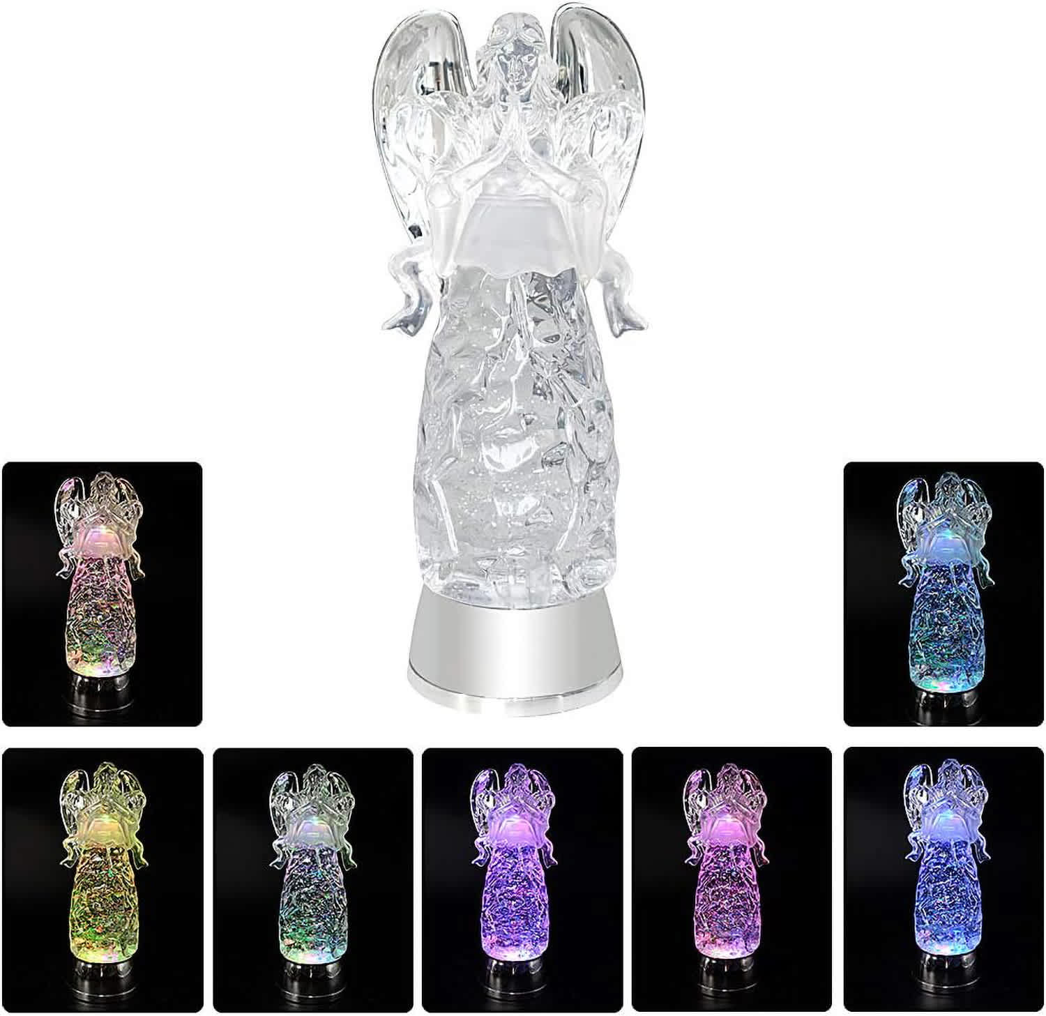 Etokfoks Color Changing Angel Lighted Snow Globe Water Lamp with 6 Hour ...
