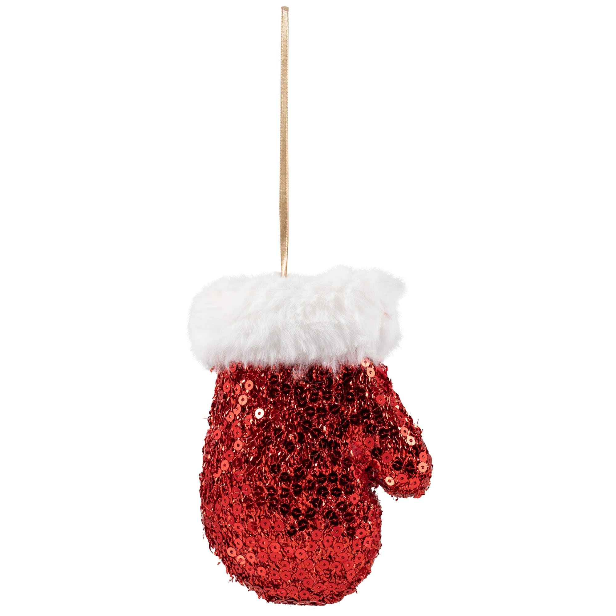 Northlight Sequined Winter Mitten with Plush Trim Christmas Ornament ...