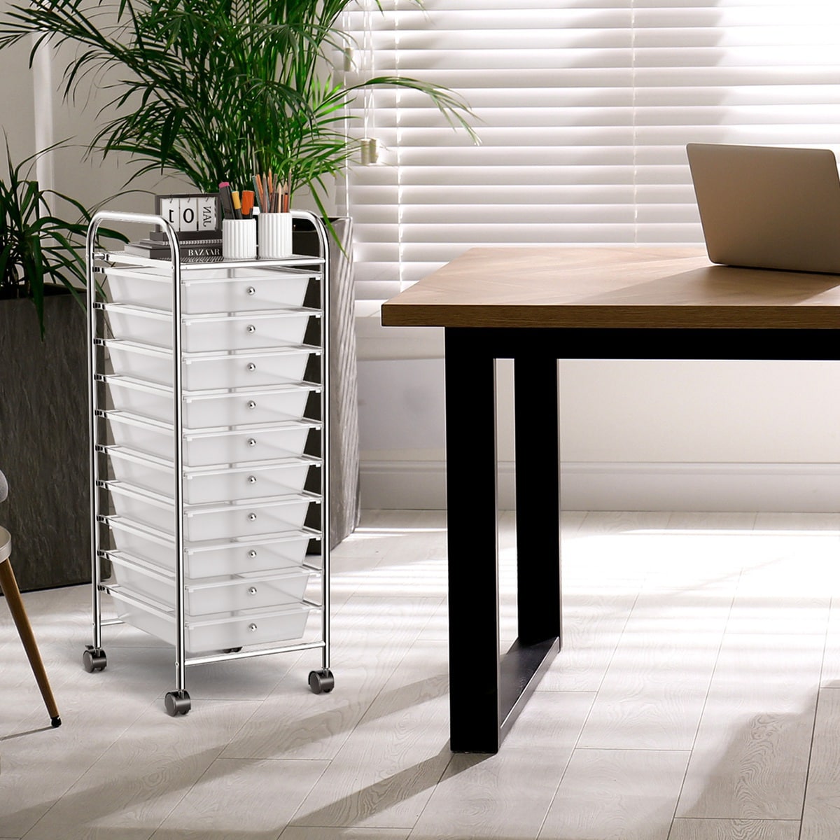 Costway 10 Drawer Rolling Storage Cart Scrapbook Paper Office School ...