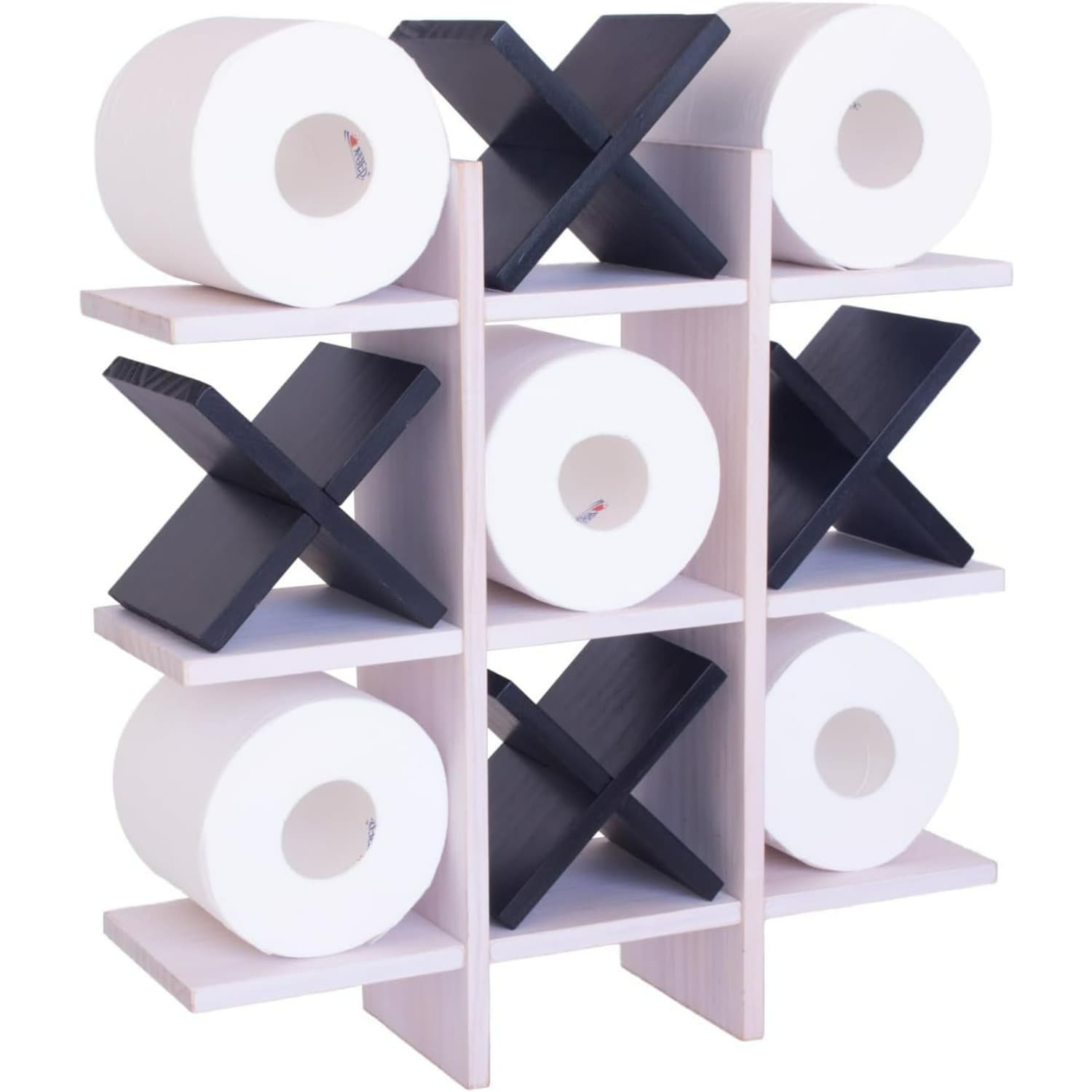 Paradigms Interiors Farmhouse White And Black Toilet Paper Holder Stand ...