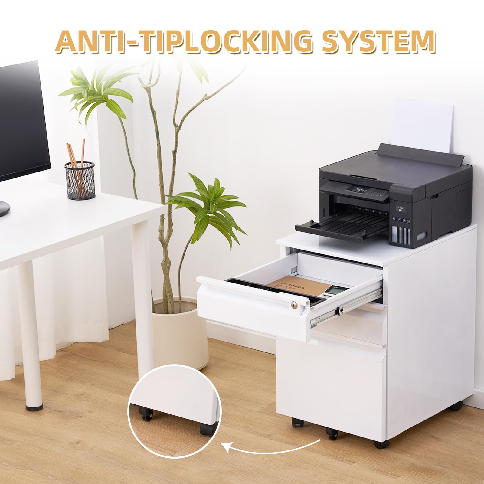 GarveeLife Filing Cabinets for Home Office Organizer 3 Drawer Mobile ...