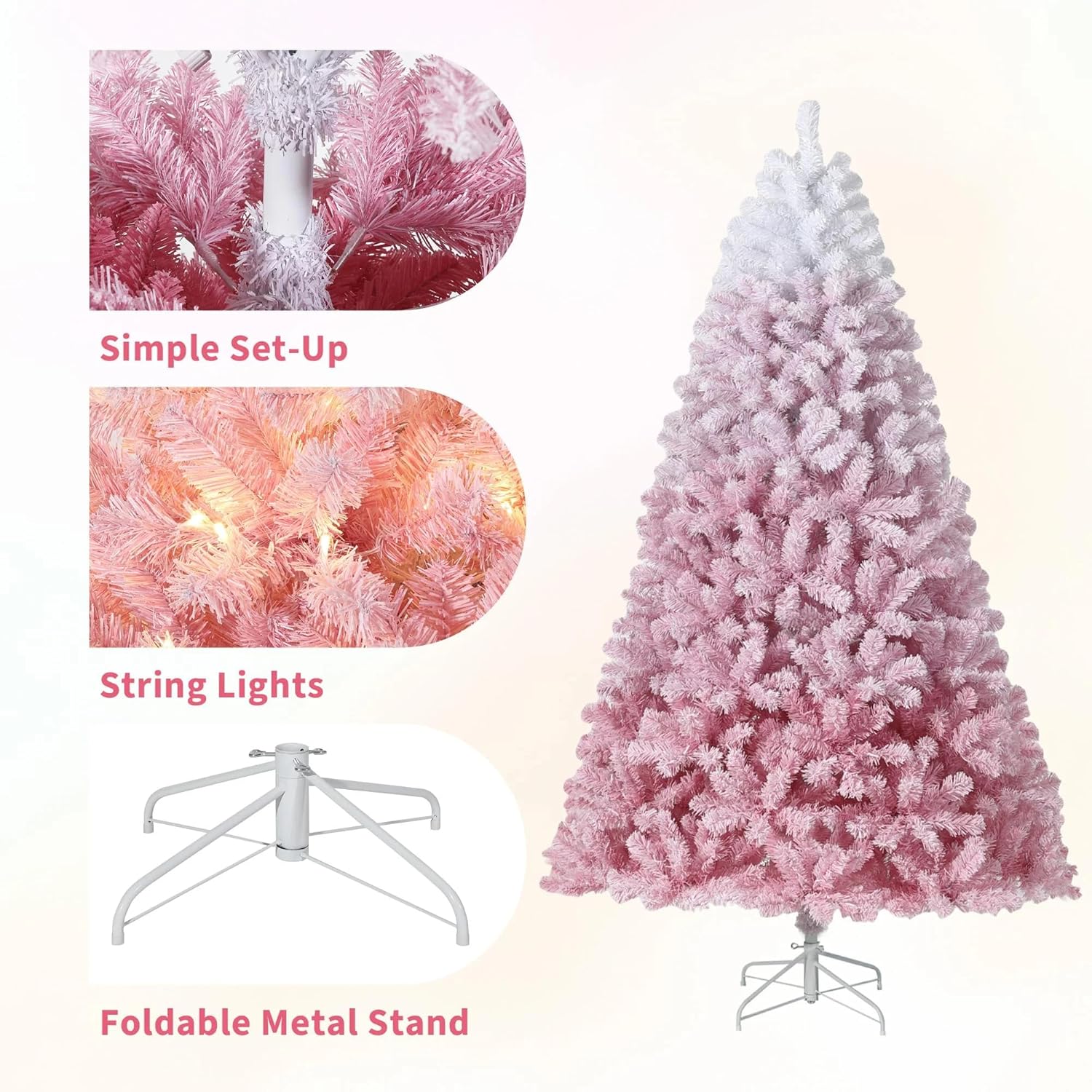 Der Rose 9ft Pre-Lit Artificial Christmas Tree with 800 RGB Warm White ...