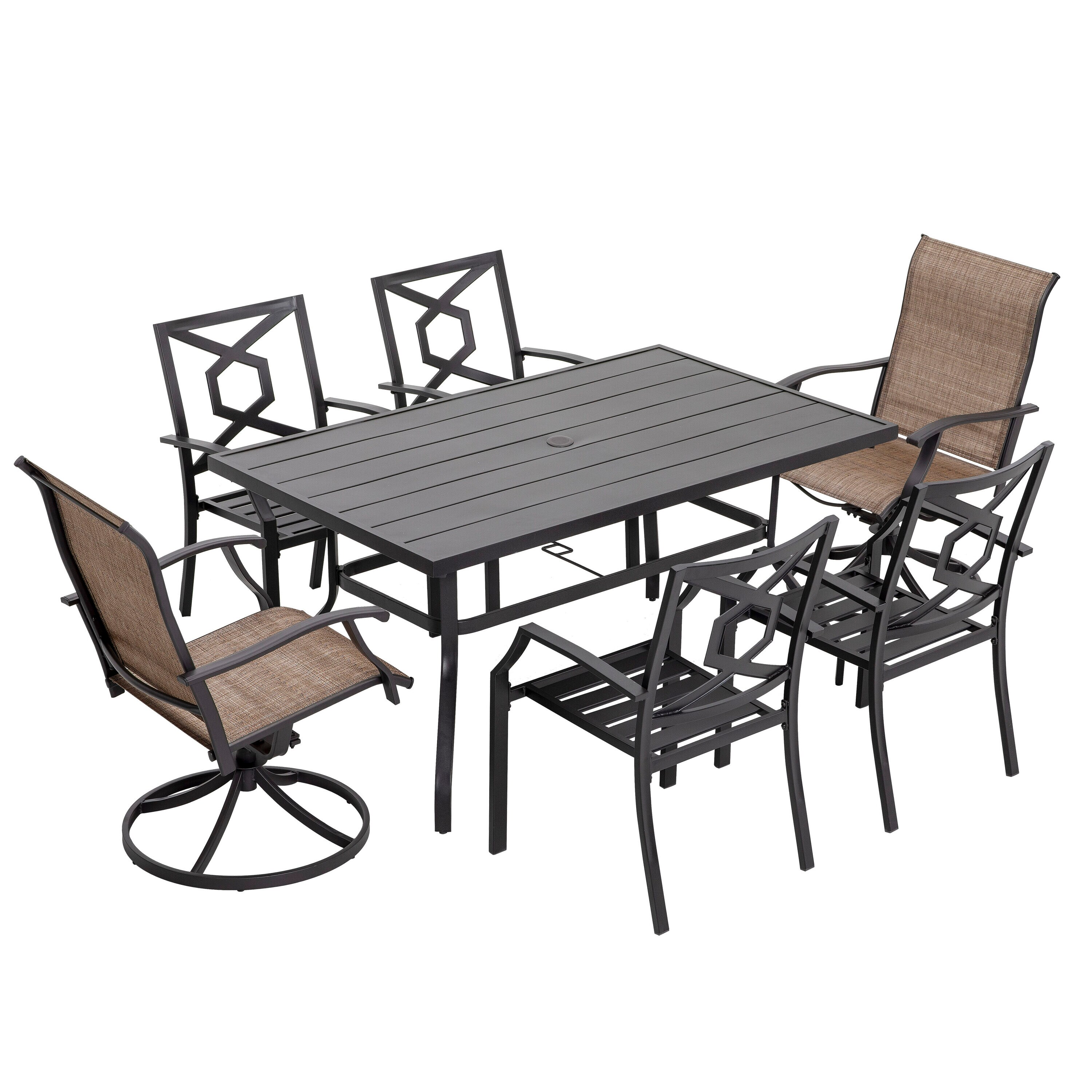 Nuu Garden No Collection 7-Piece Black Patio Dining Set in the Patio ...