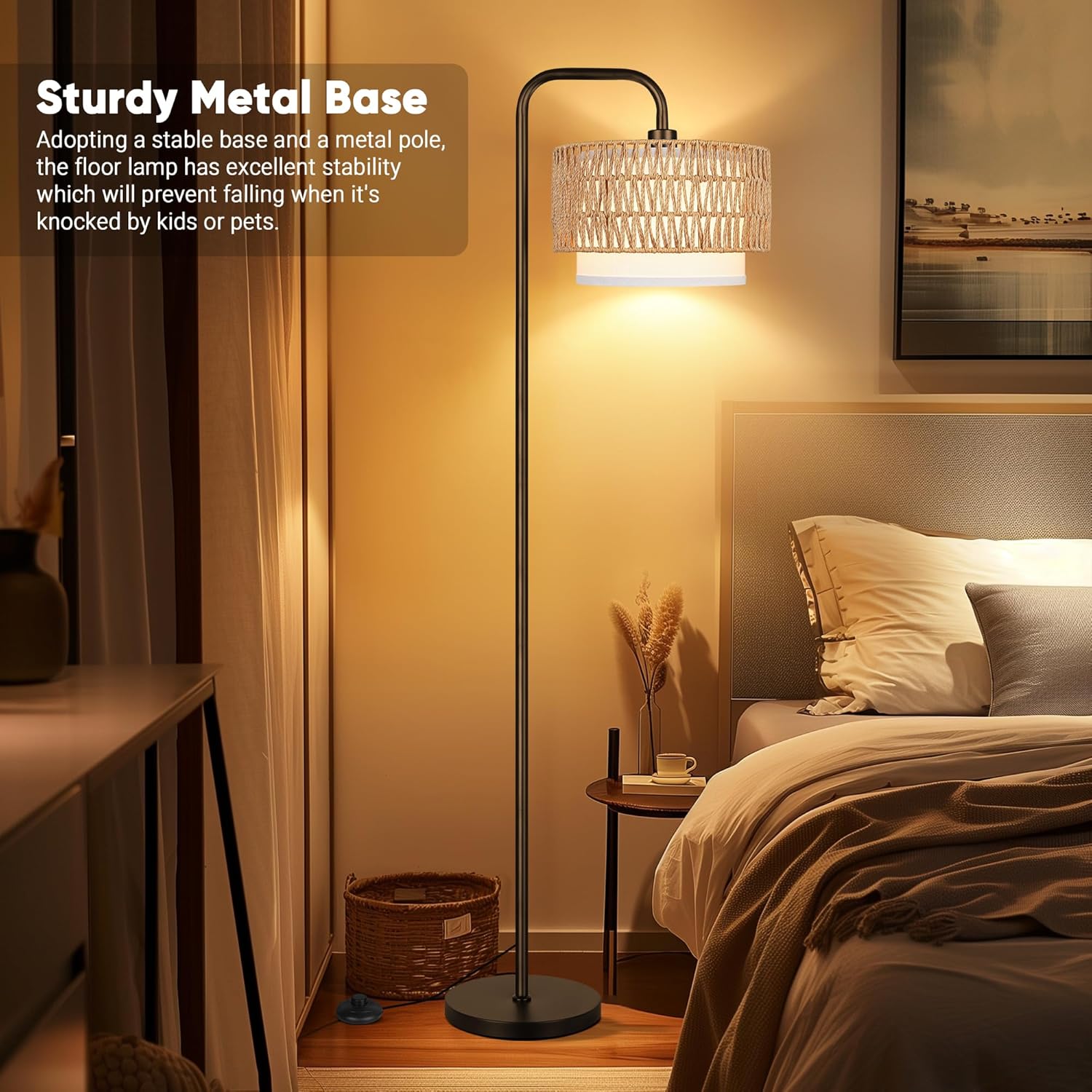 Cinoton Floor Lamp for Living Room with 3 Color Temperatures Farmhouse ...