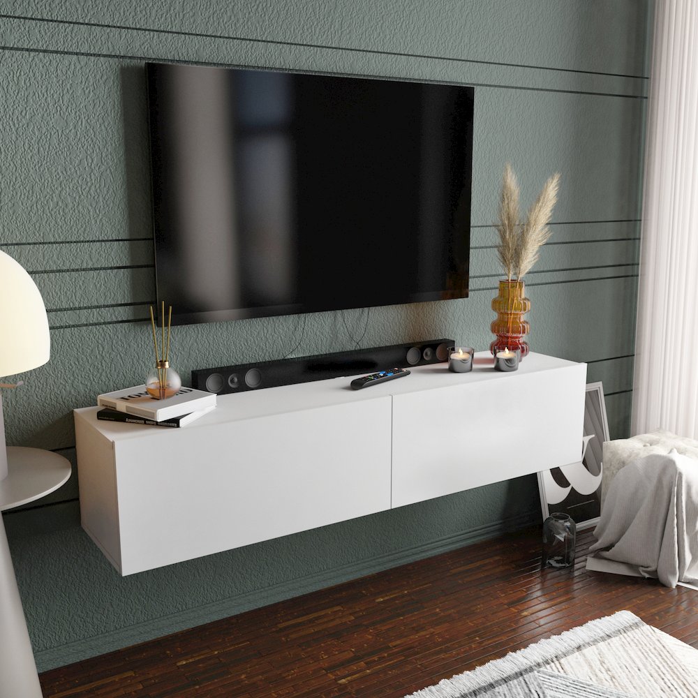 Decorotika Poling Floating Tv Stand White in the TV Stands department ...