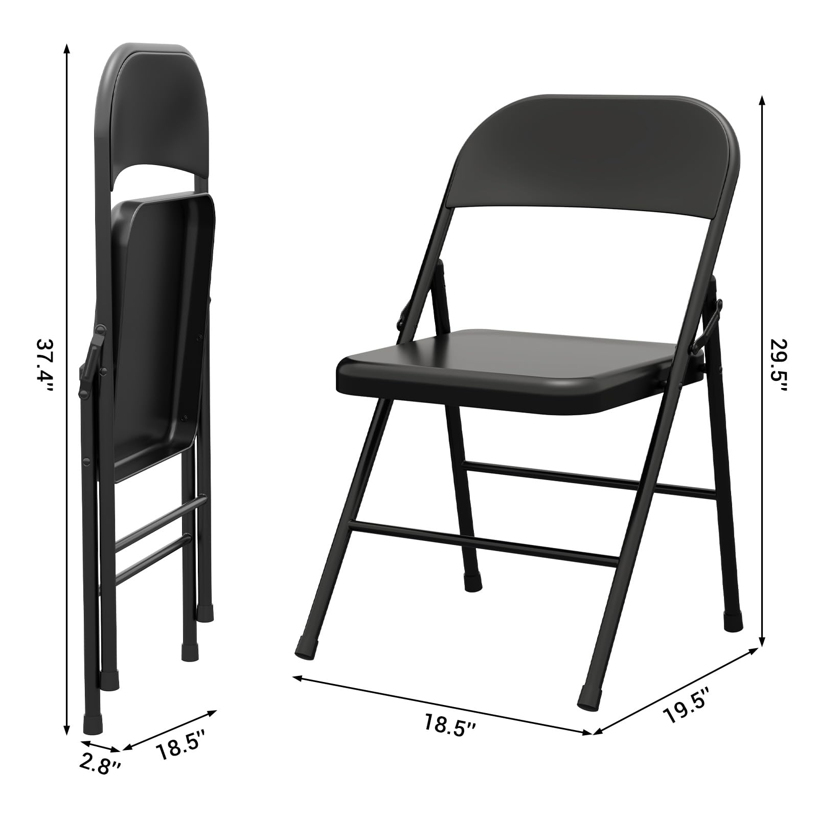 Garvee Space Saving Portable Folding Chairs Stable Metal Frame Foldable ...