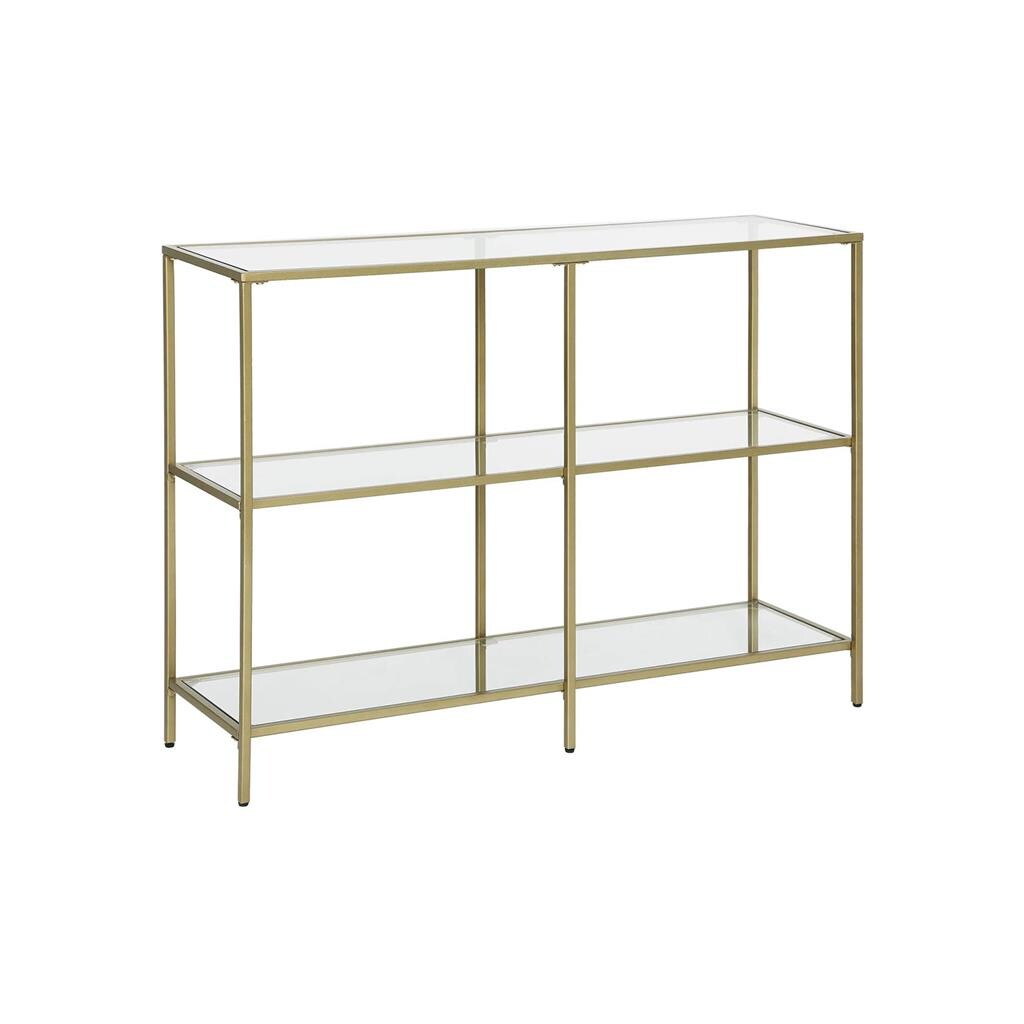 Slickblue Glass Console Table with 3 Shelves- Steel Frame- Slim Table ...