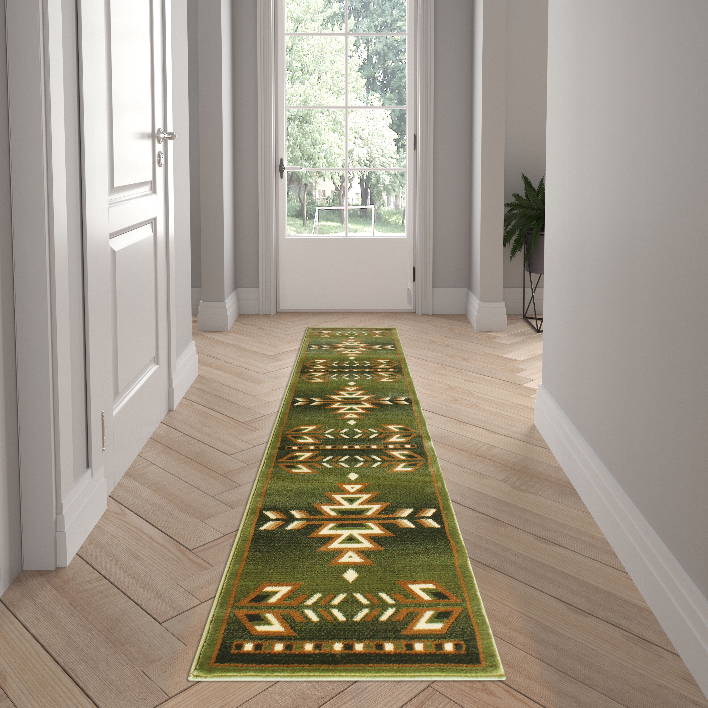 Emma + Oliver Reno 2x7 Olefin Accent Rug with Southwestern Geometric ...