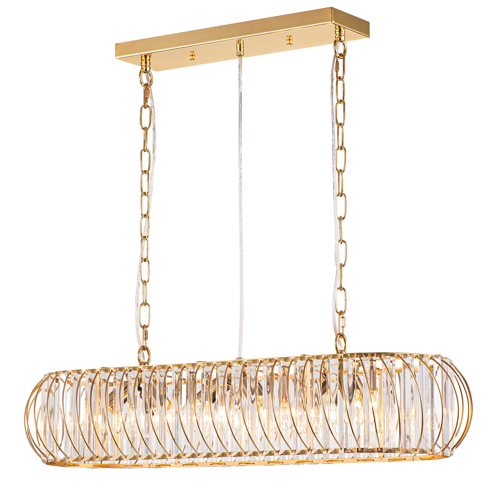 GoYeel 9-Light Gold Modern/Contemporary Clear Glass Linear Led, Hanging ...