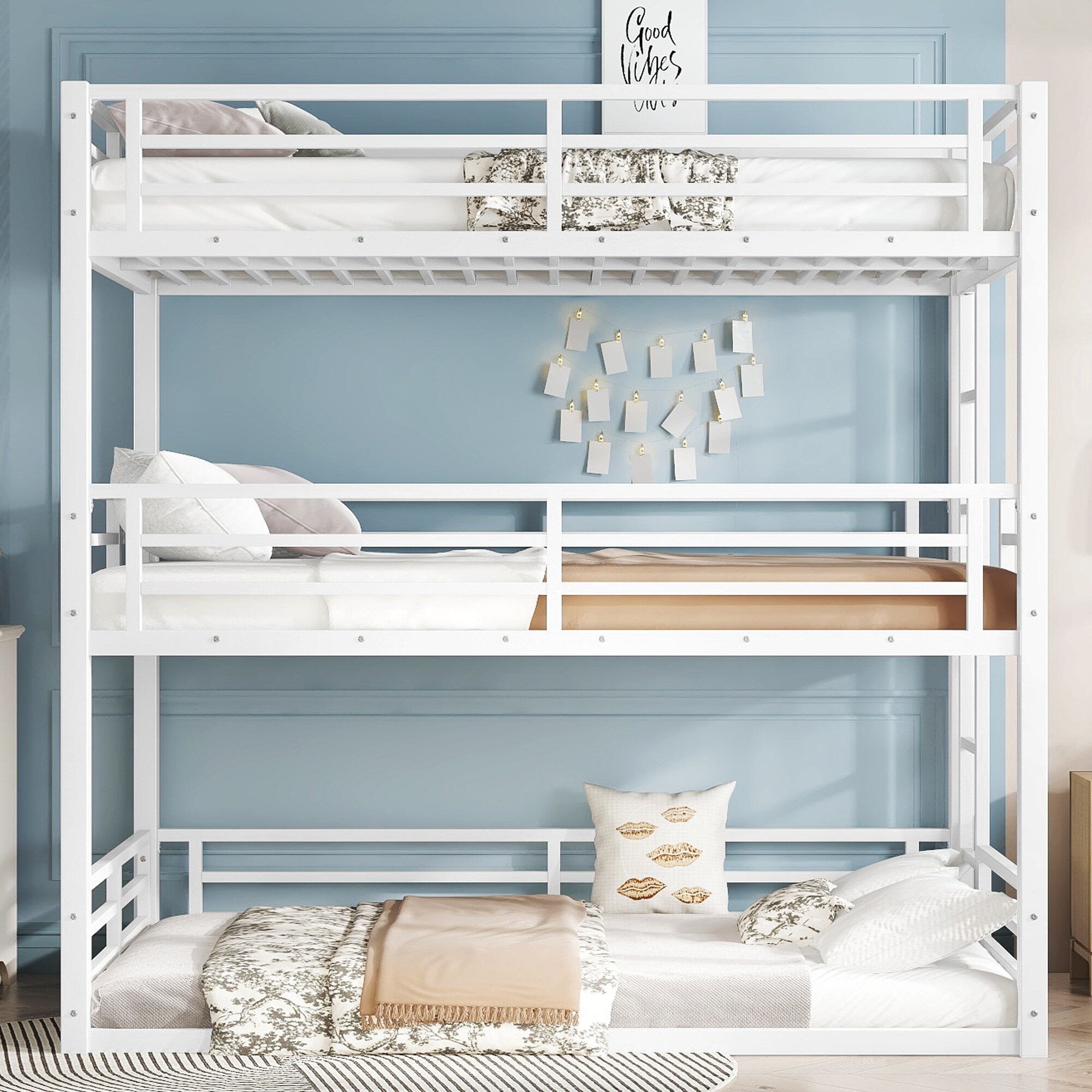 GDFStudio Brookhaven twin over twin over twin bunk bed metal triple ...
