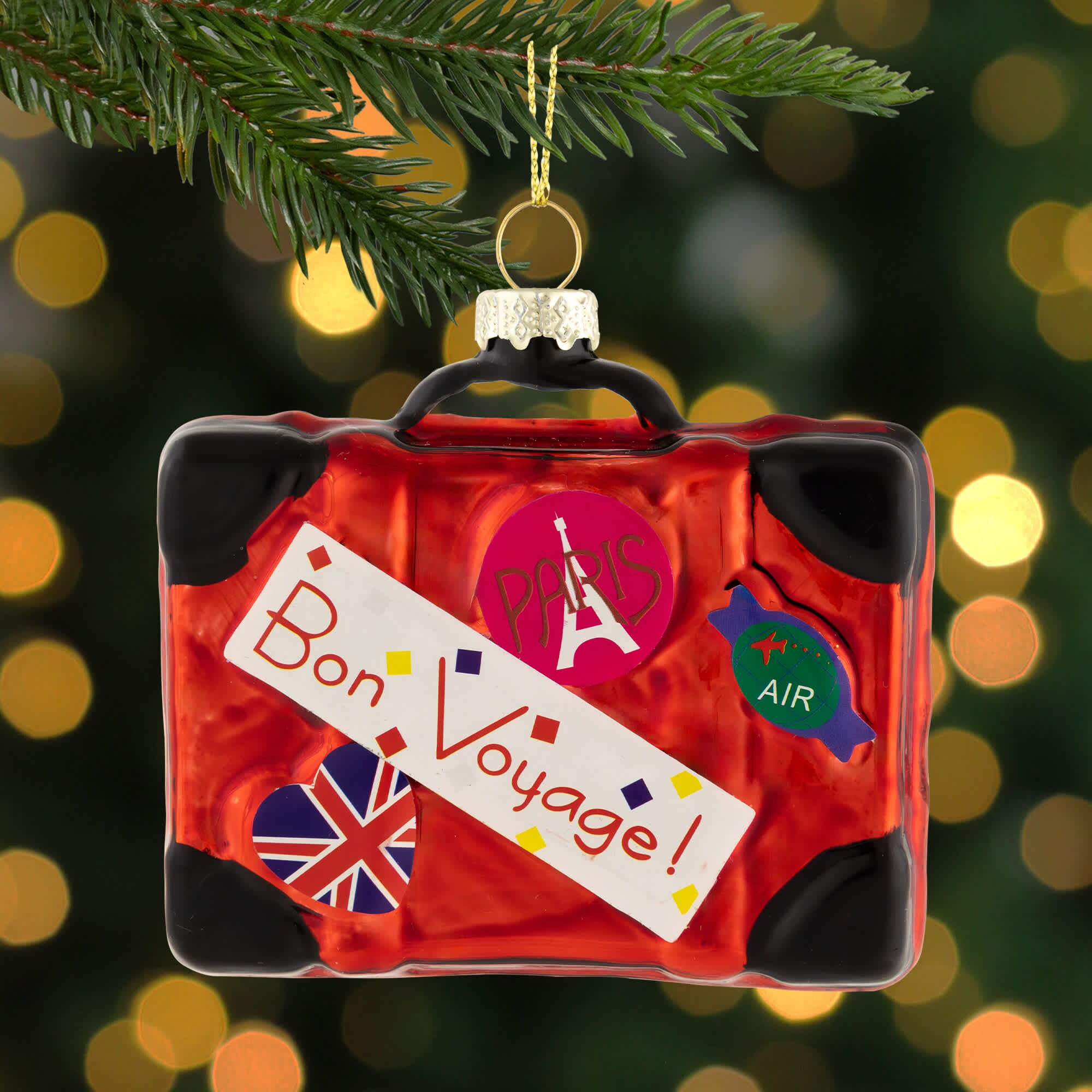 Northlight 3.25 inch Shiny Red Bon Voyage Travel Suitcase Glass ...