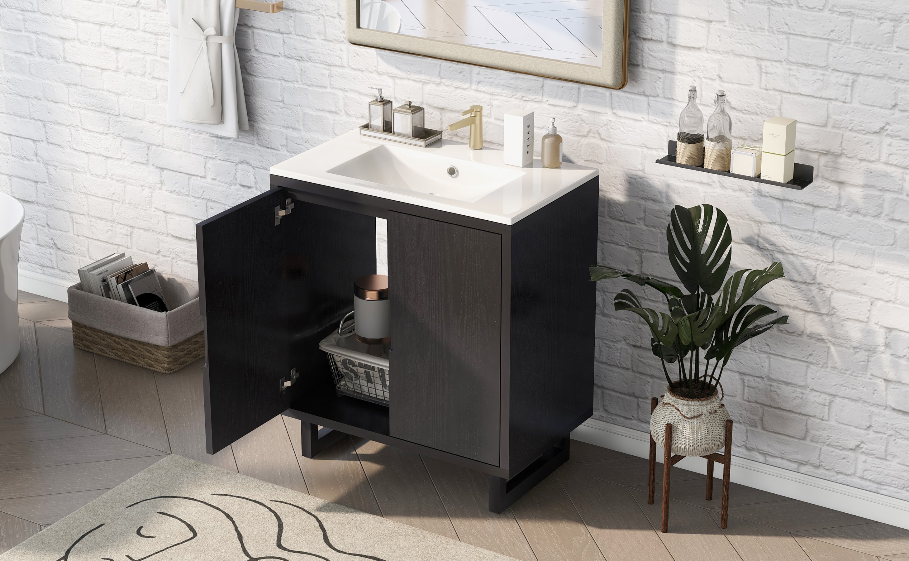 ModernLuxe Assembly Required 30inch Bathroom vanity Set with Sink Combo ...