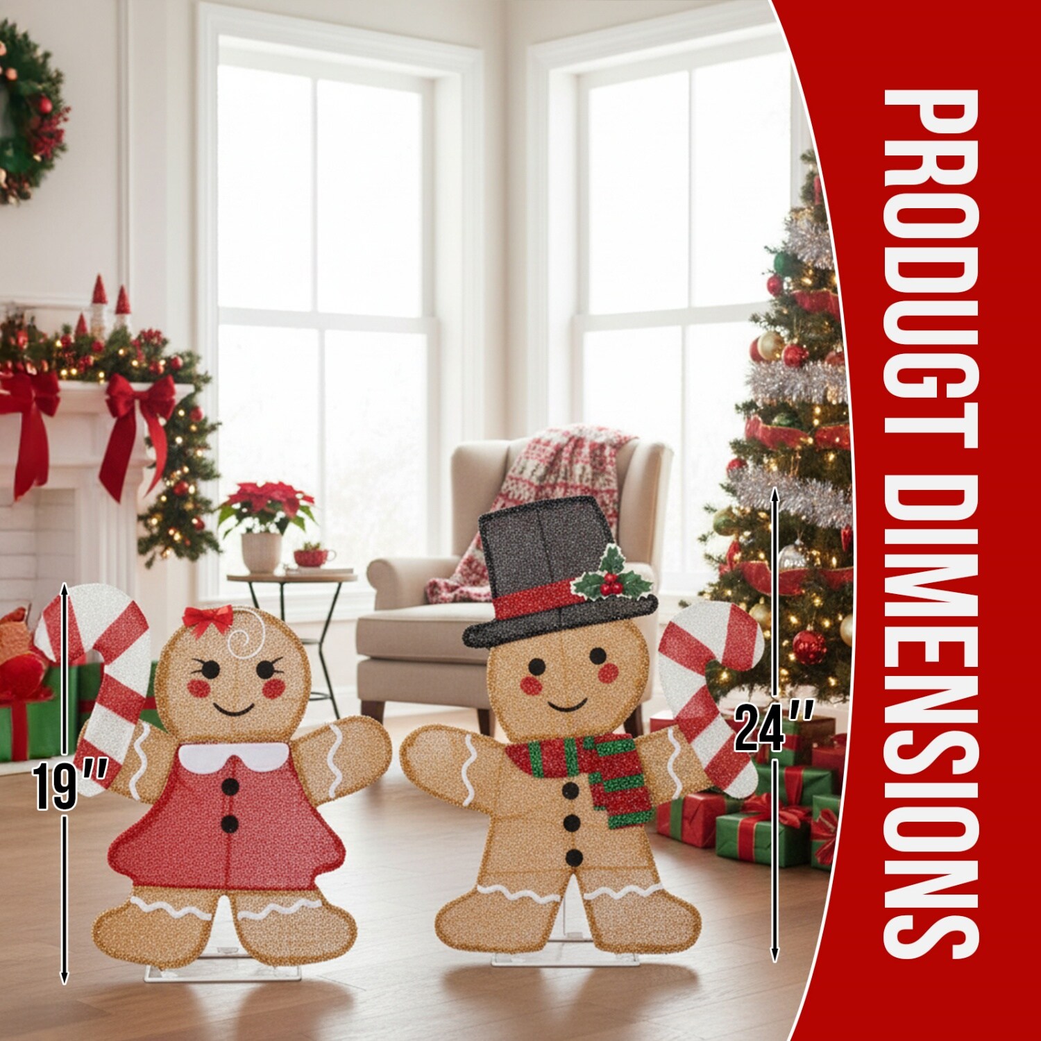 Upsimples 2 Pack Lighted Christmas Gingerbread Man Decorations 80 Warm ...