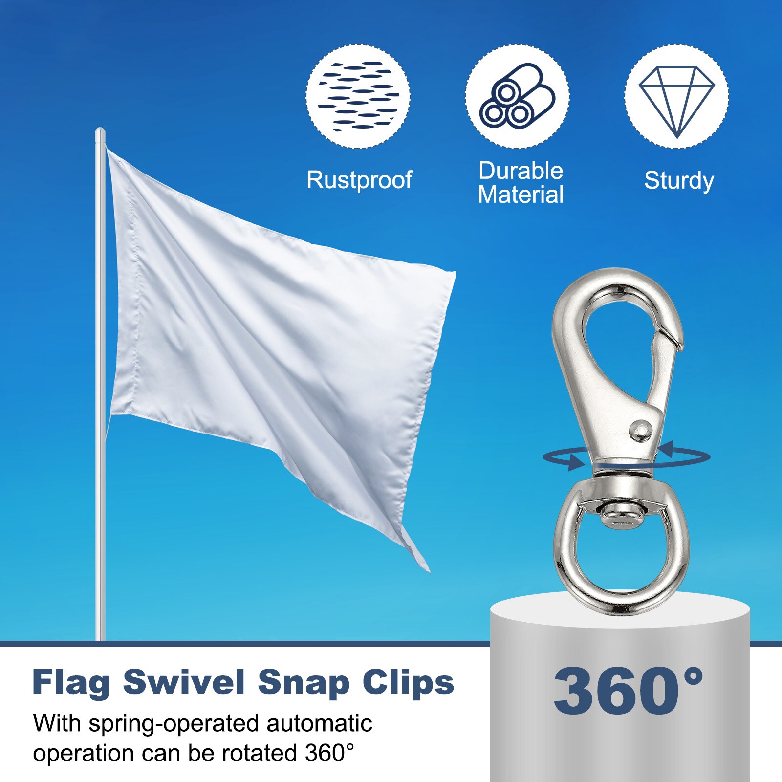 PATIKIL 2Pcs Flag Swivel Snap Clips 3.2 Inch Heavy Duty Alloy Flag Pole ...