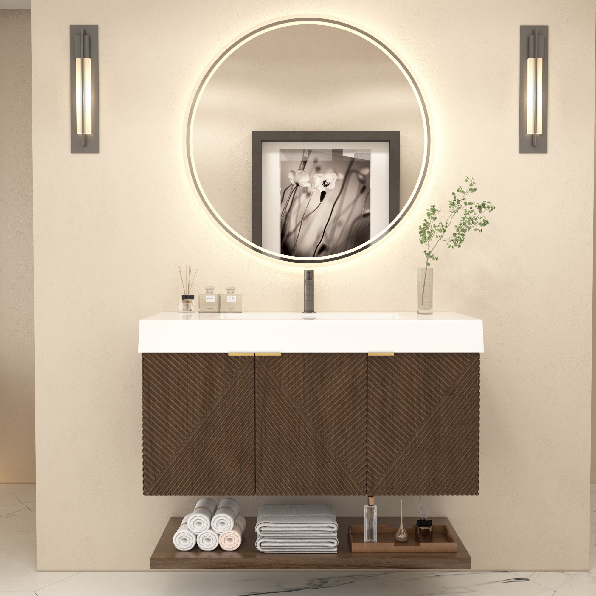BV Better Vanity Stella 42-in Chestnut Brown / Right Side Door Single ...