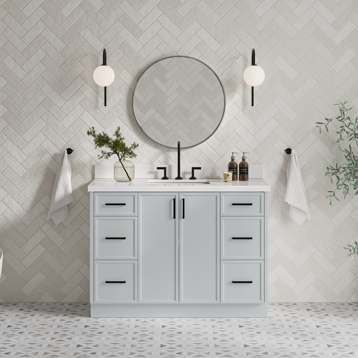 ARIEL Kelly 48-in Gray Undermount Single Sink Bathroom Vanity with Pure ...