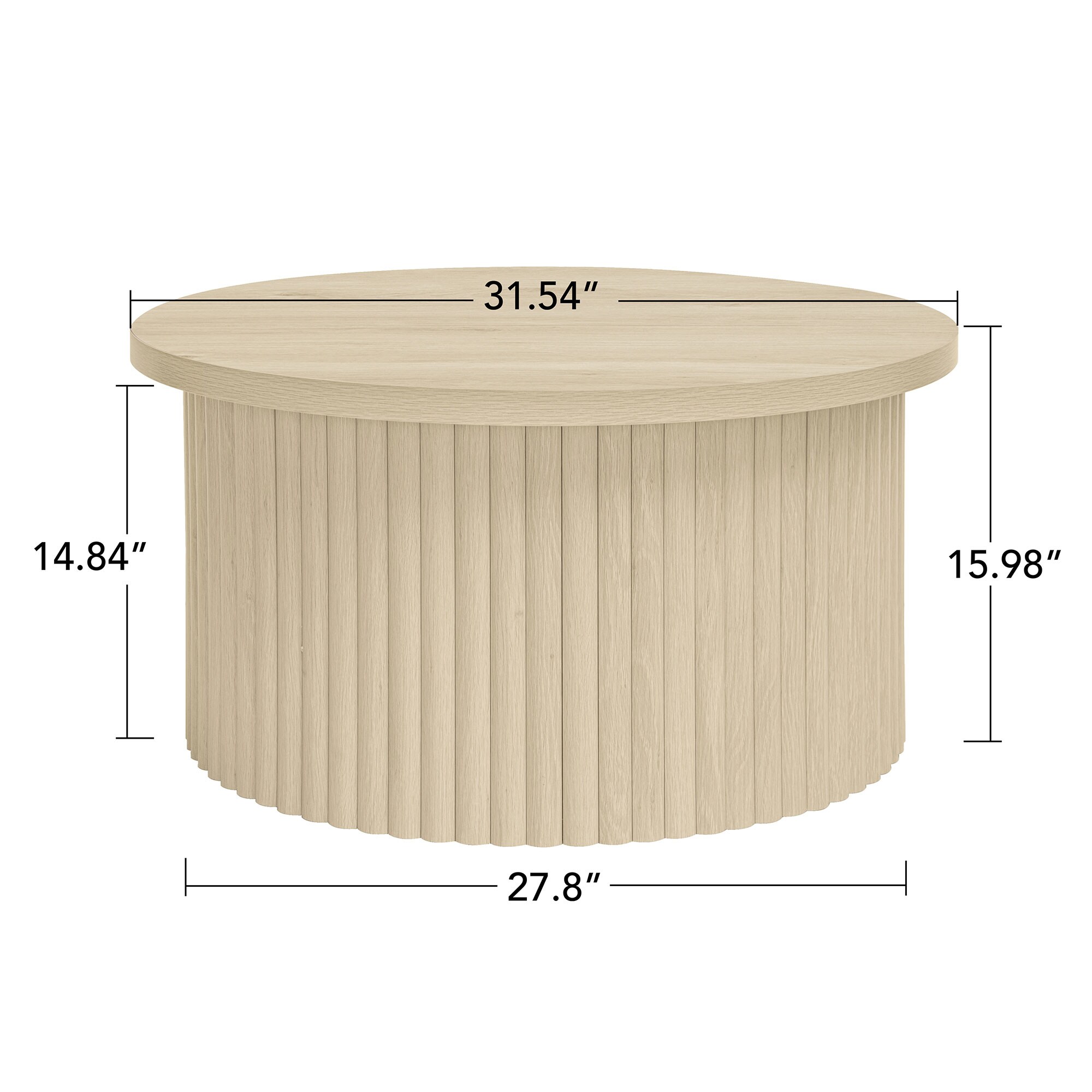 GDFStudio Natural Round Coffee Table Modern Accent Side Table for ...