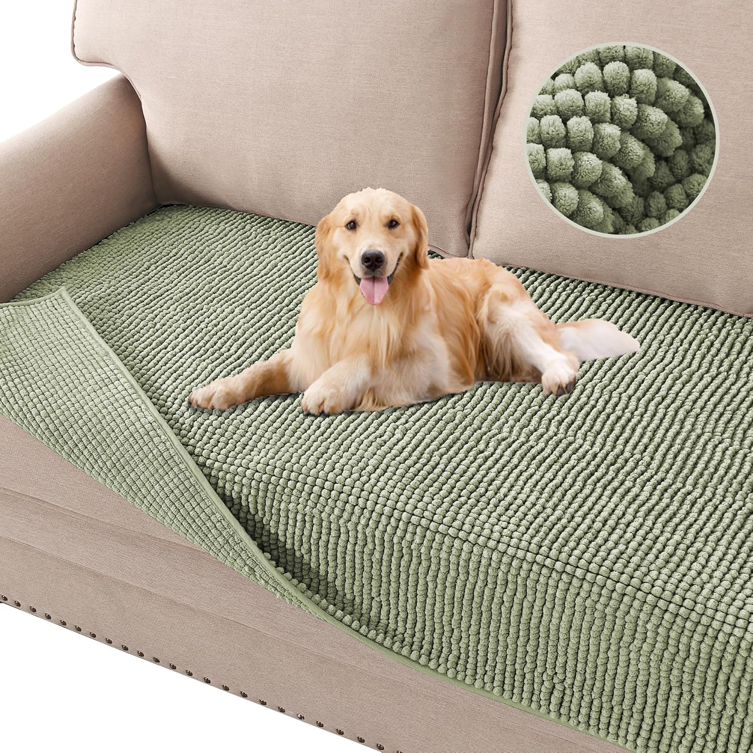 H.Versailtex Plush Chenille Sofa Pet Bed Cover Thick AntiSlip Protector ...