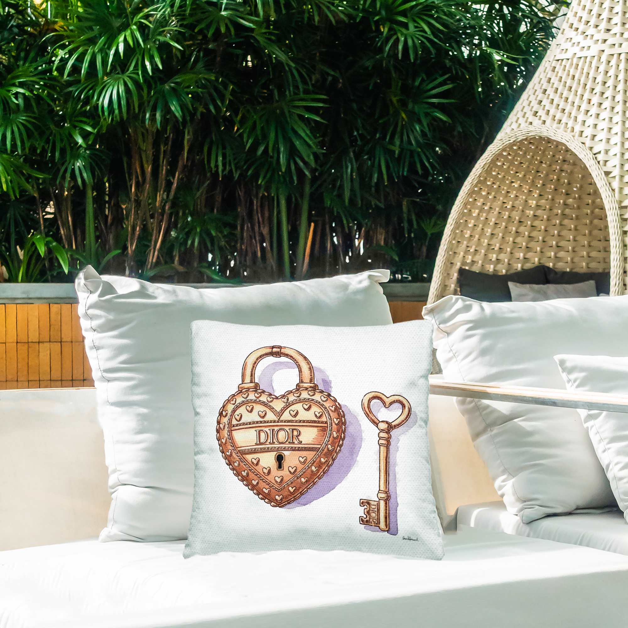 Stupell Industries Glam Lock and Key Outdoor Printed Pillowdesign by ...