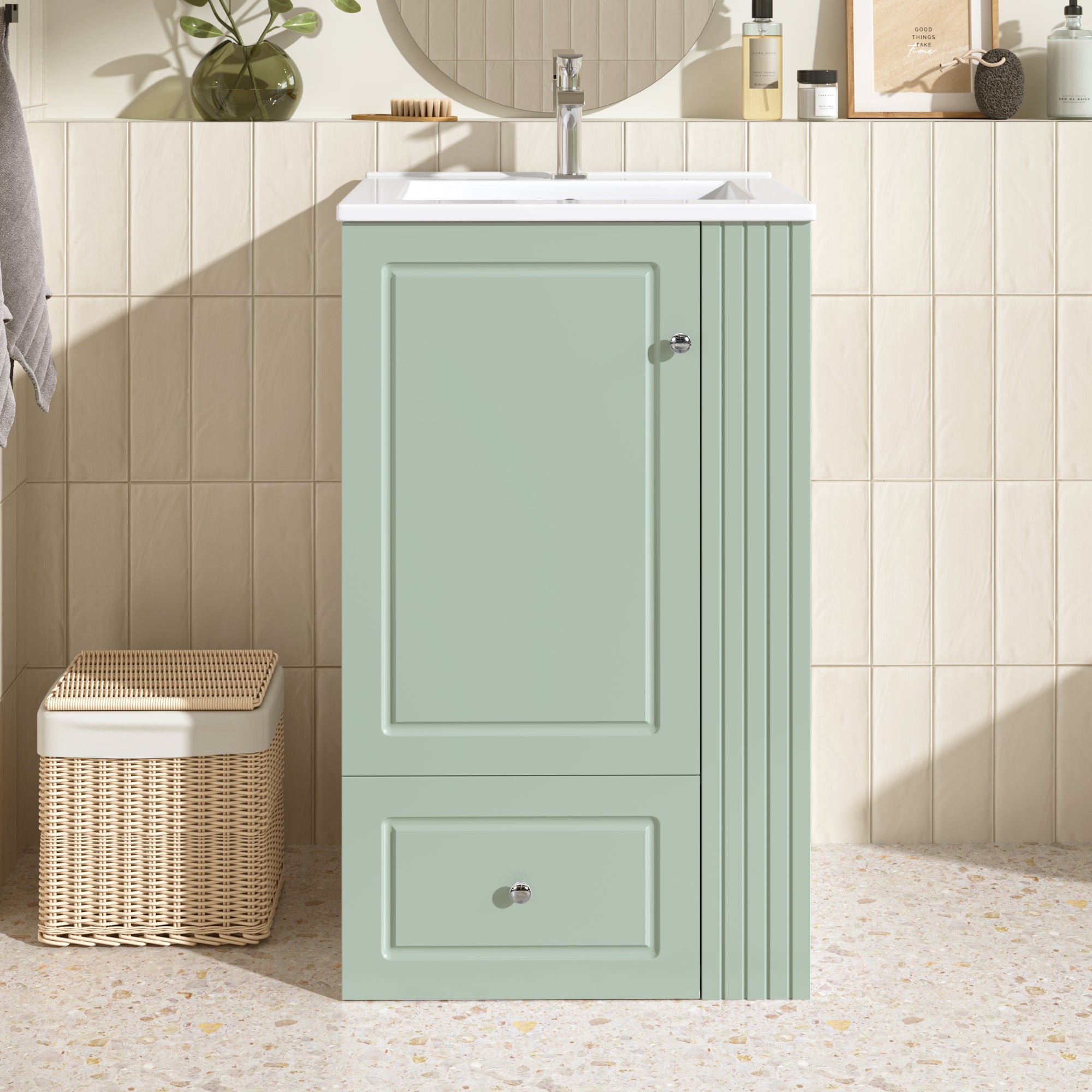 Vanityfus 20-in Bathroom Vanity Green Single Sink Combo with Ceramic ...
